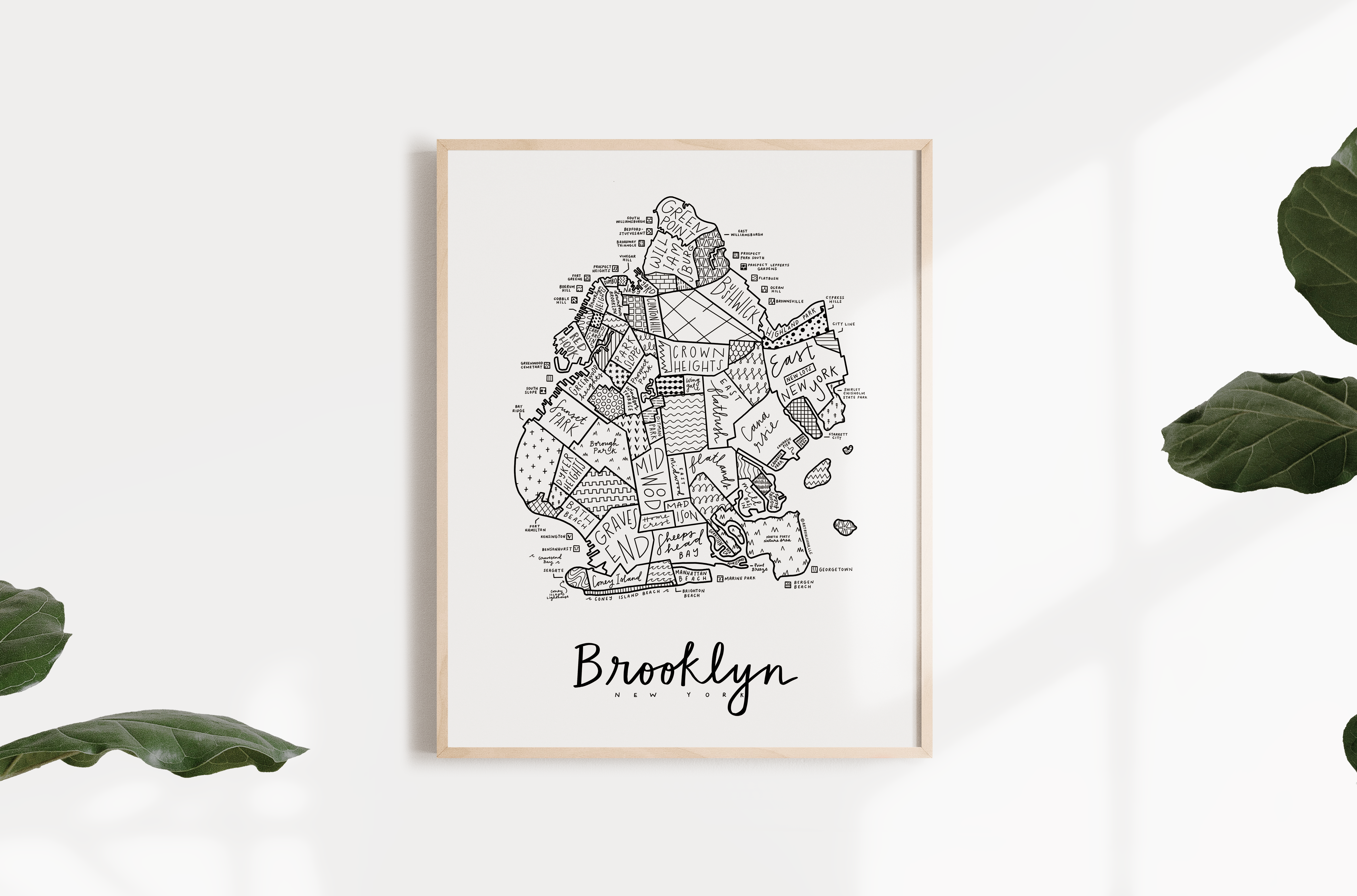Brooklyn Neighborhood Map Print – (BY) ALEISHA