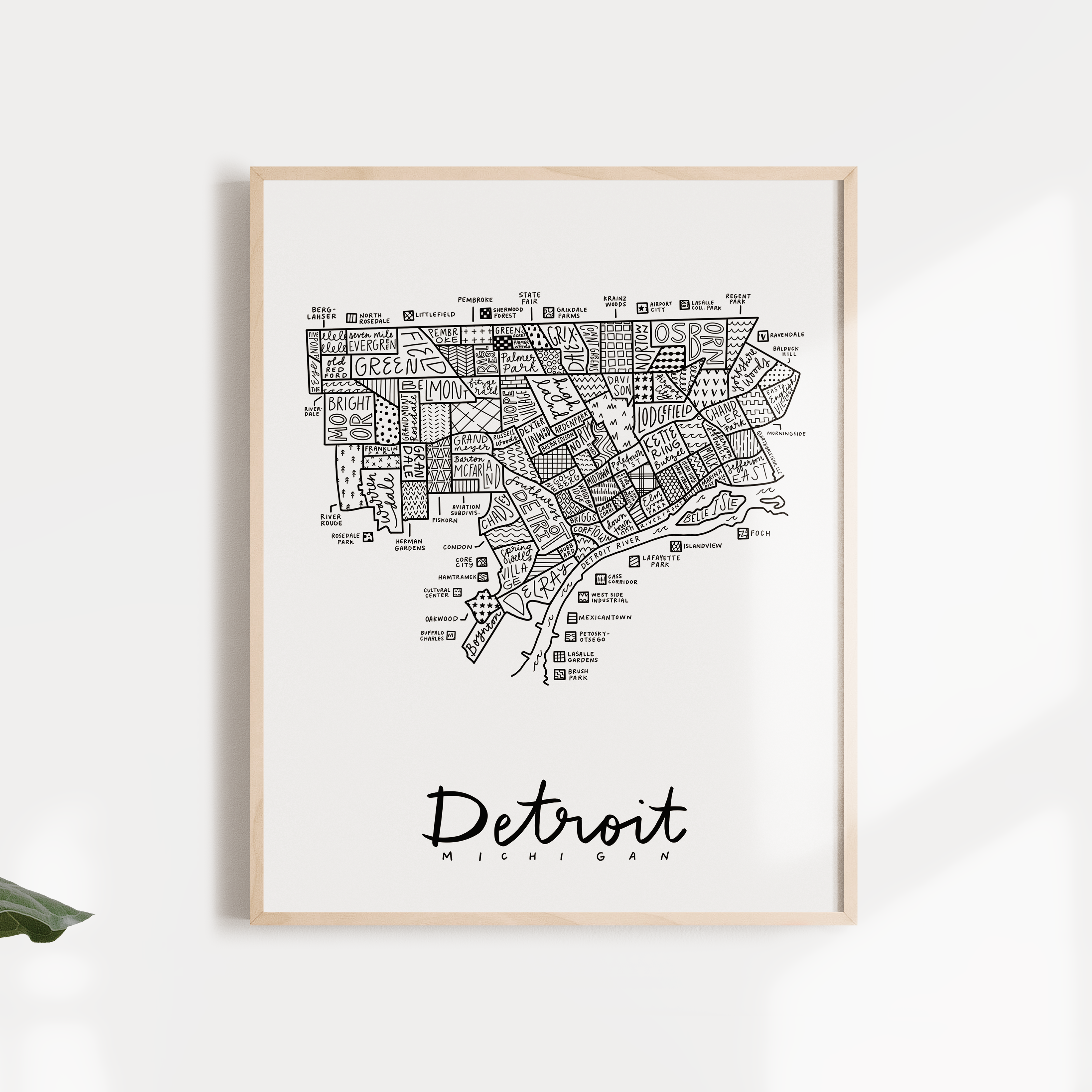 Detroit Neighborhood Map Print – (BY) ALEISHA