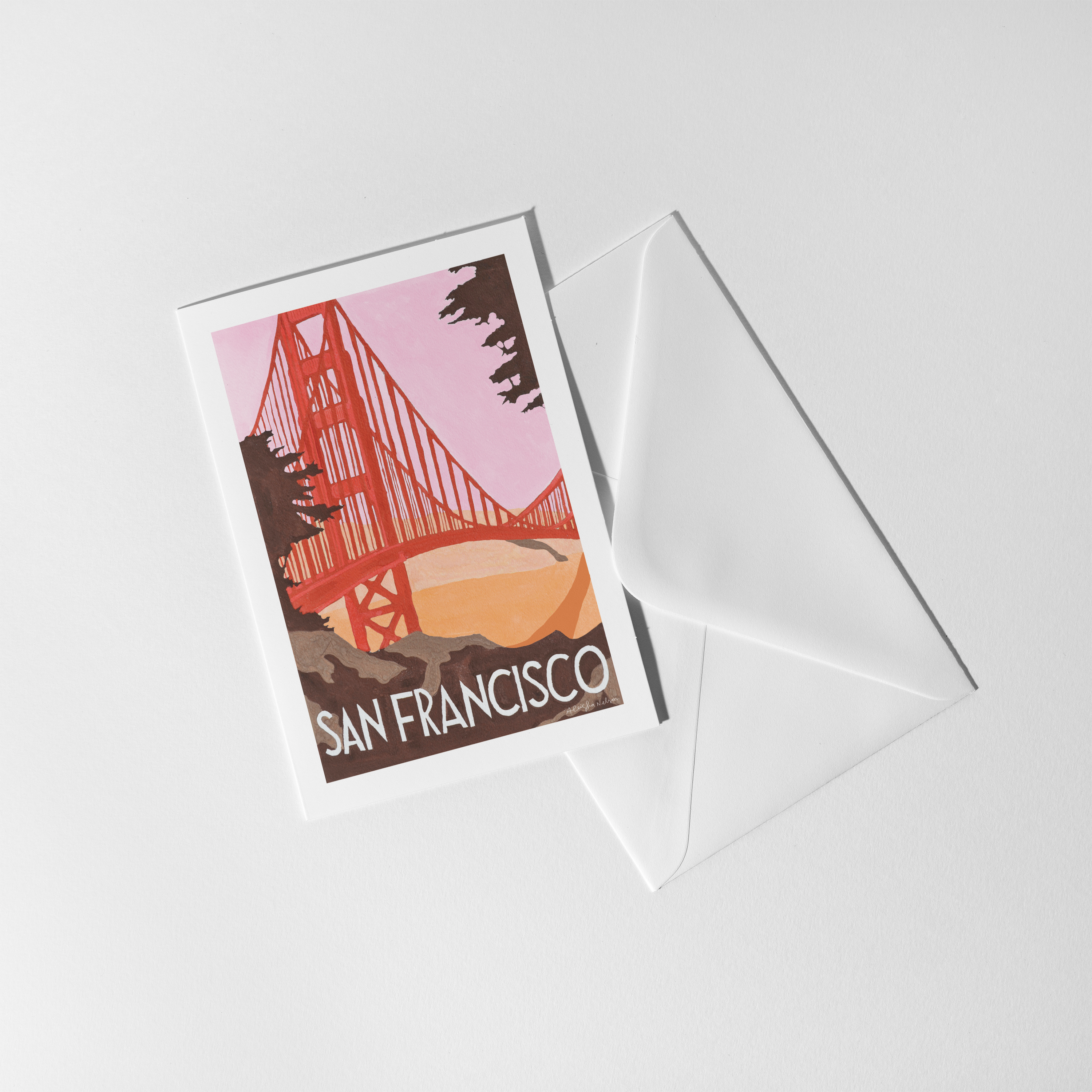 Golden Gate Travel Poster Greeting Card – (BY) ALEISHA