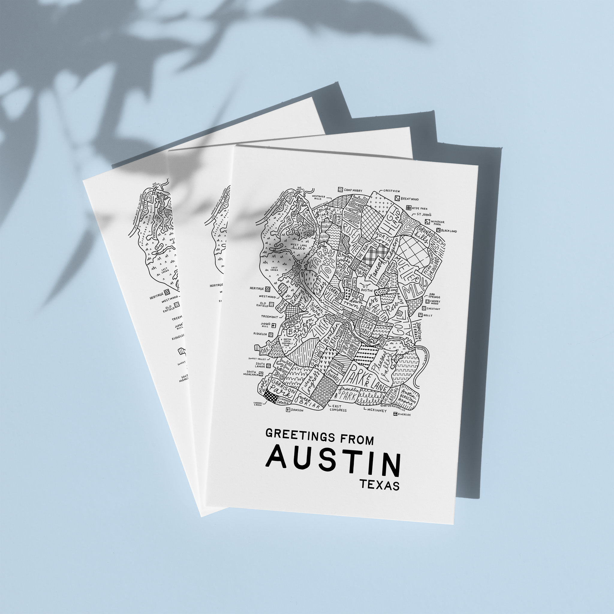 Austin, Texas Map Greeting Card – (BY) ALEISHA