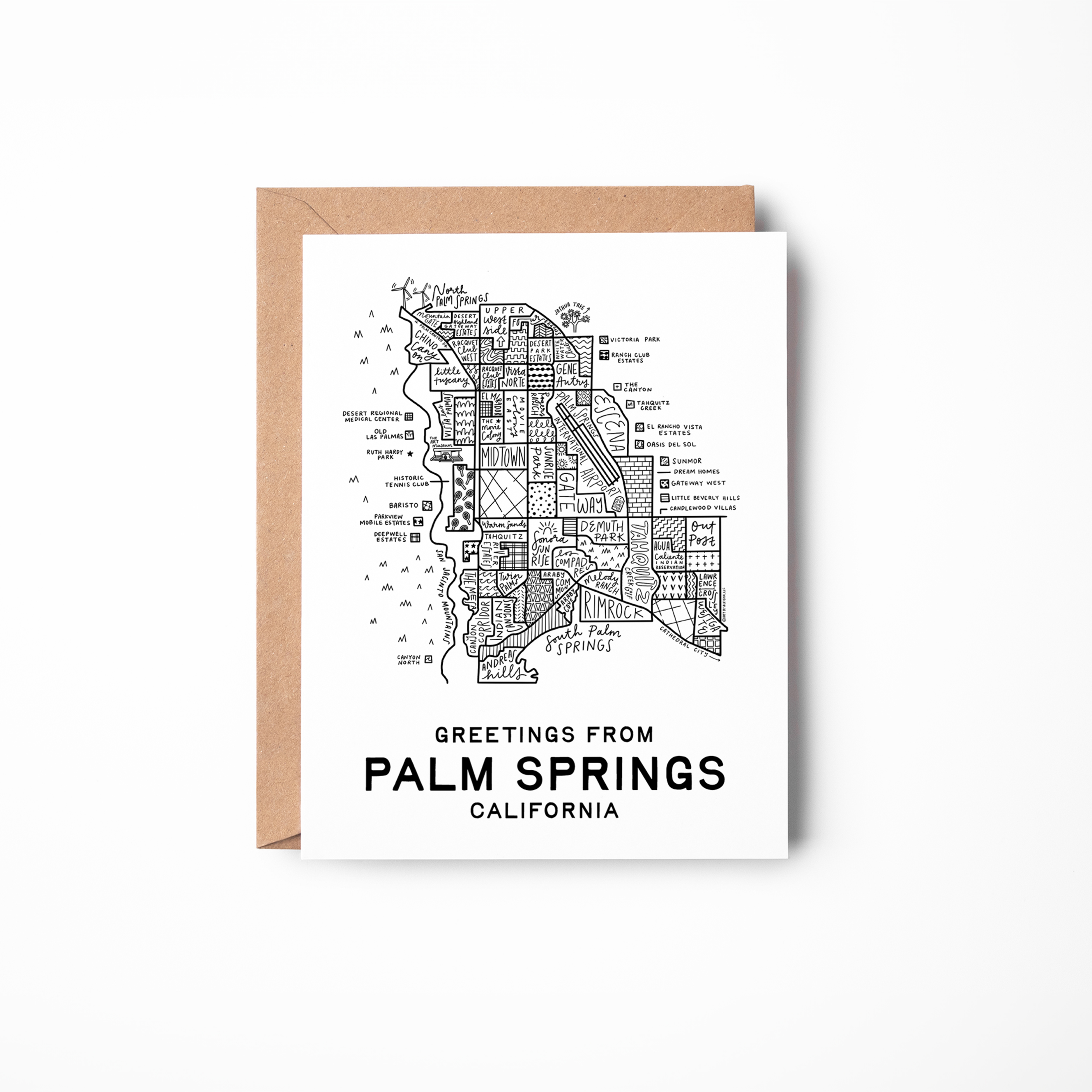 Palm Springs Map Greeting Card – (BY) ALEISHA