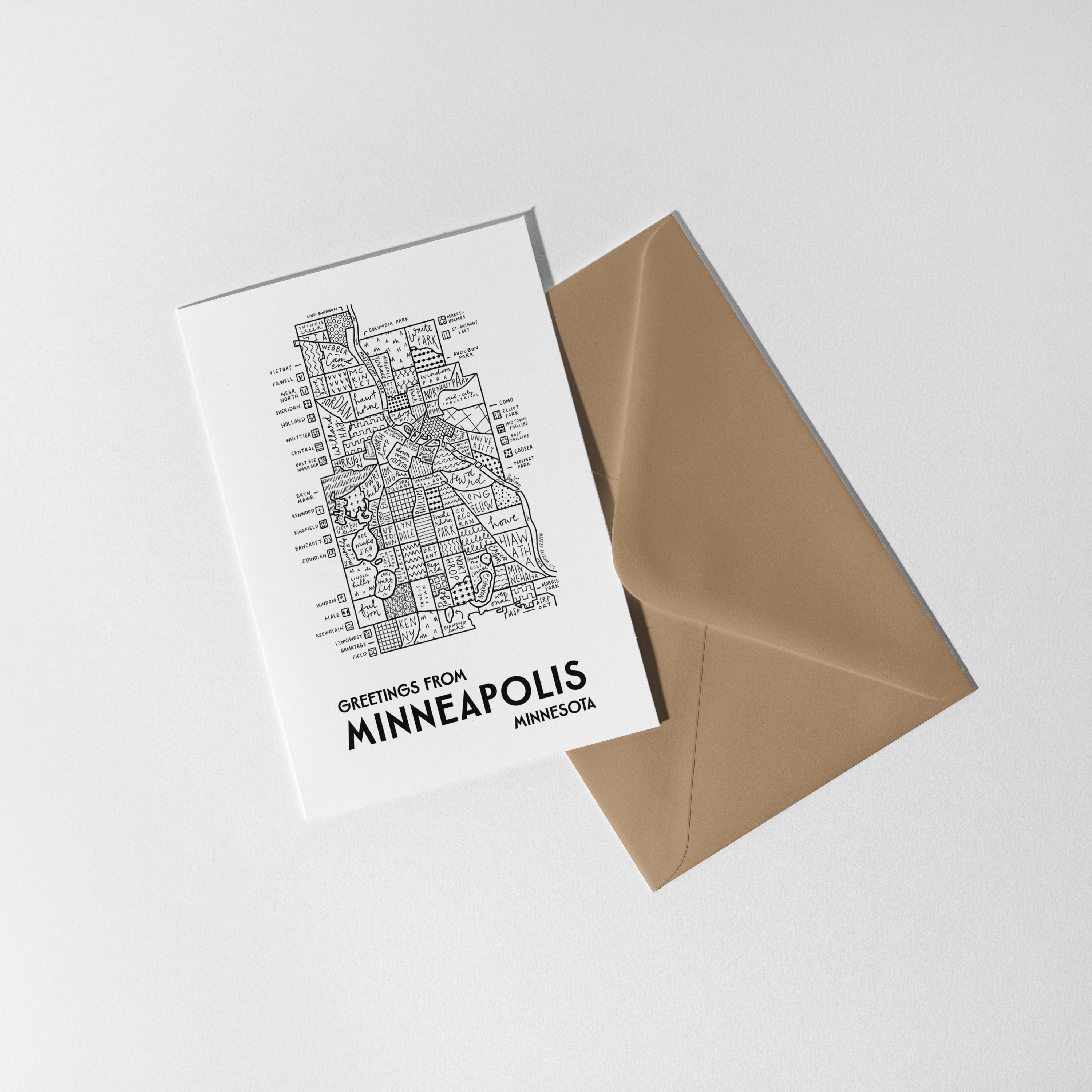 Minneapolis Map Greeting Card – (BY) ALEISHA