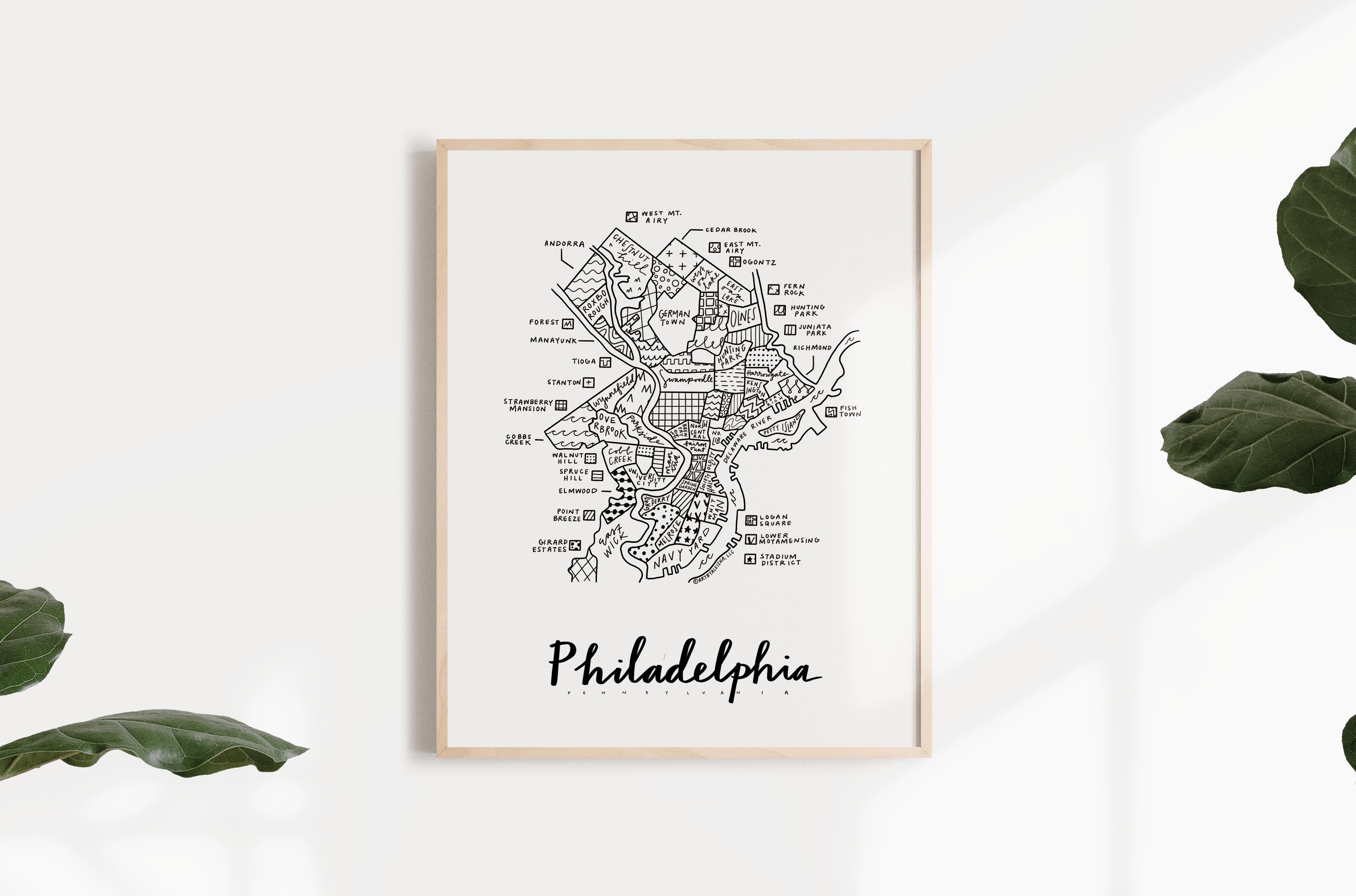 Philadelphia Neighborhood Map Print – (BY) ALEISHA
