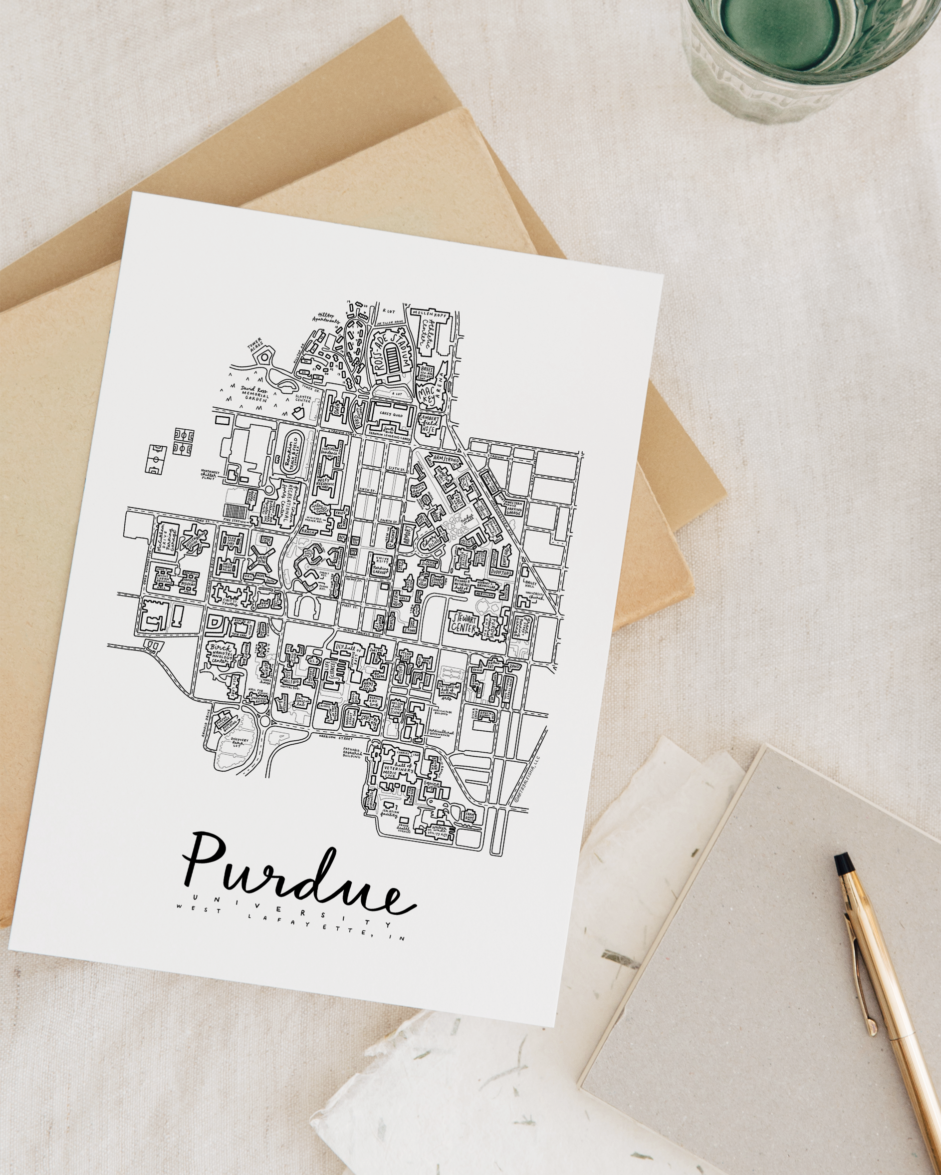 Purdue University Campus Map Print – (BY) ALEISHA