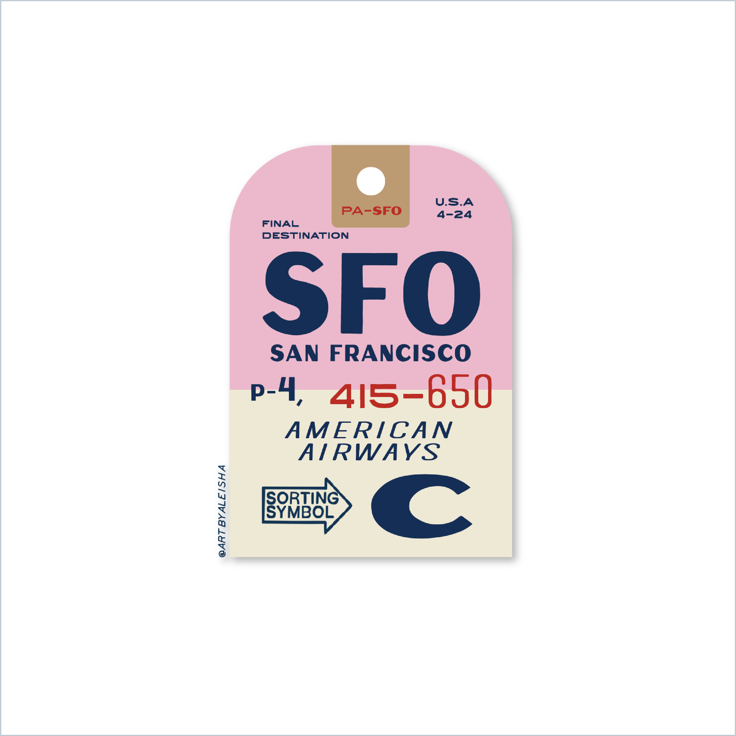 Vintage SFO Luggage Tag Die Cut Sticker – (BY) ALEISHA