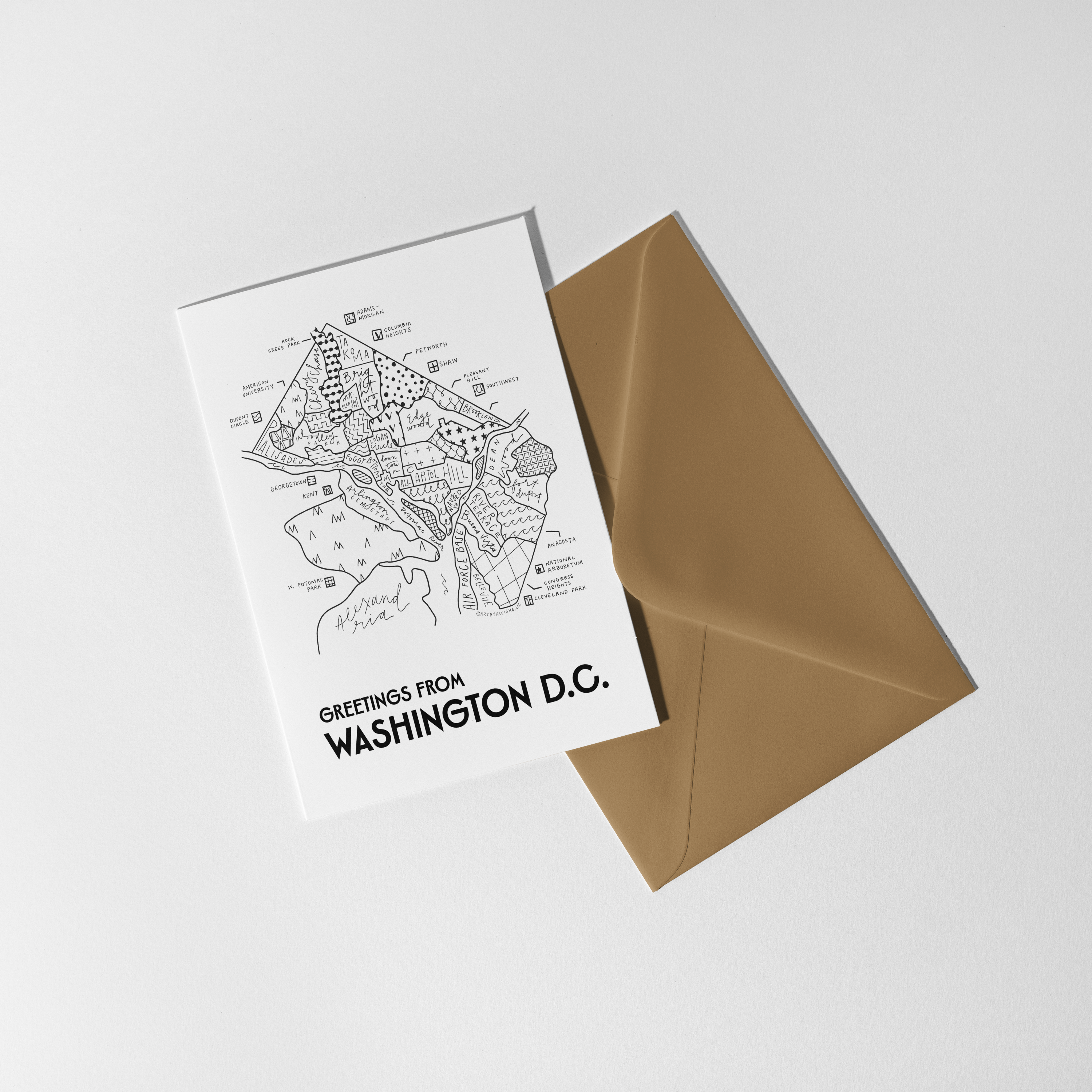 Washington D.C. Map Greeting Card – (BY) ALEISHA