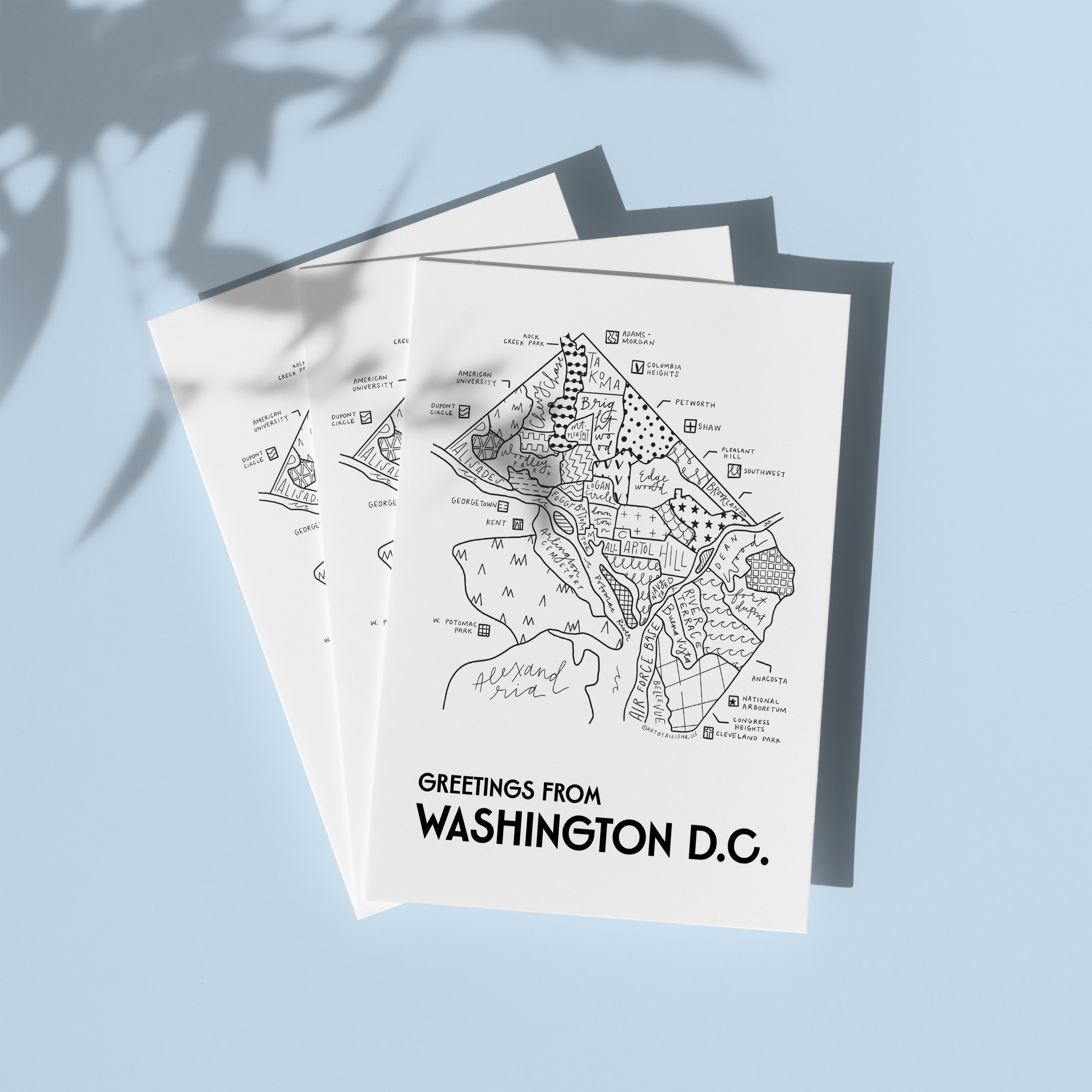 Washington D.C. Map Greeting Card – (BY) ALEISHA