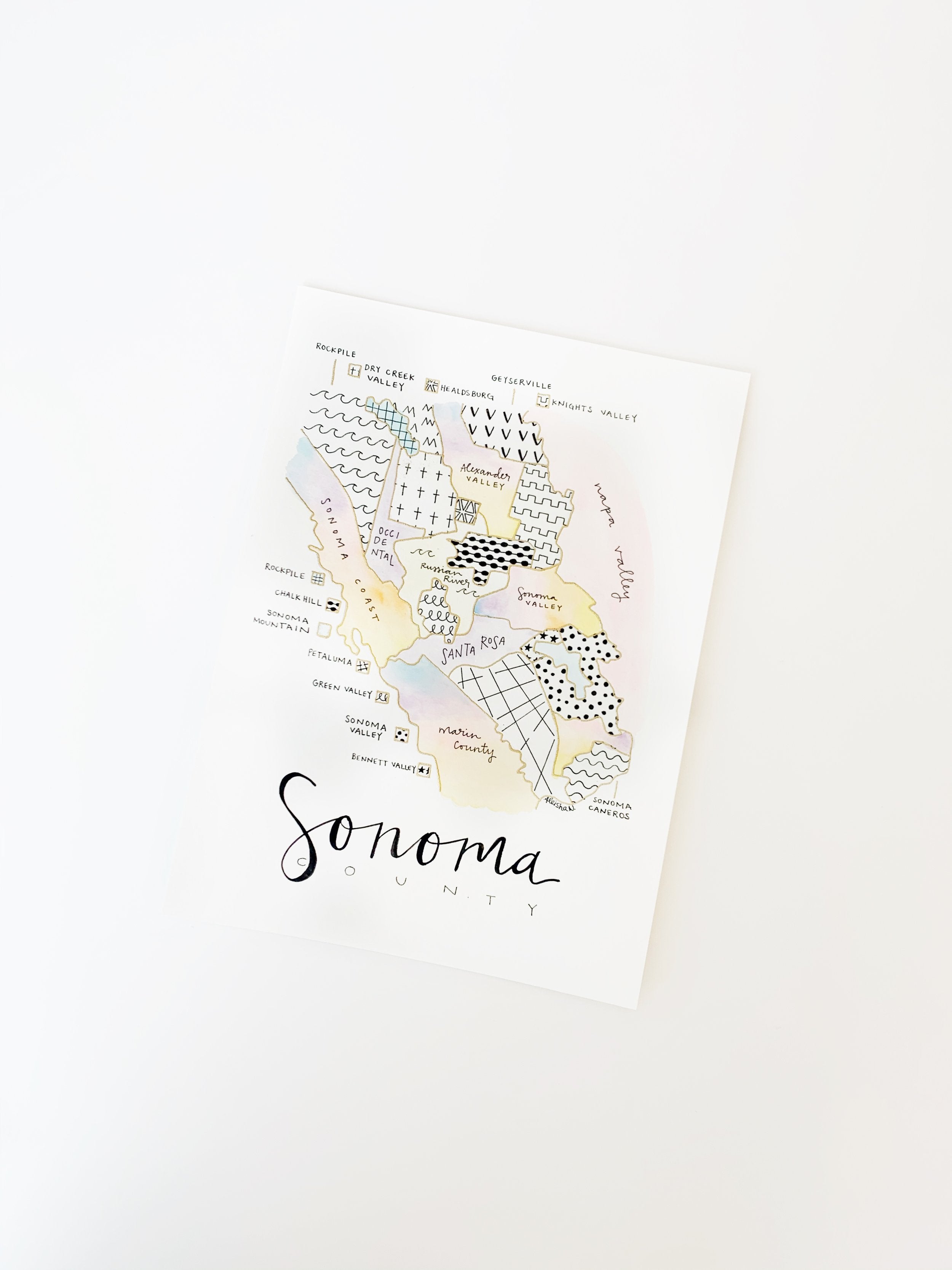 Hand Painted Sonoma, CA Map – (BY) ALEISHA