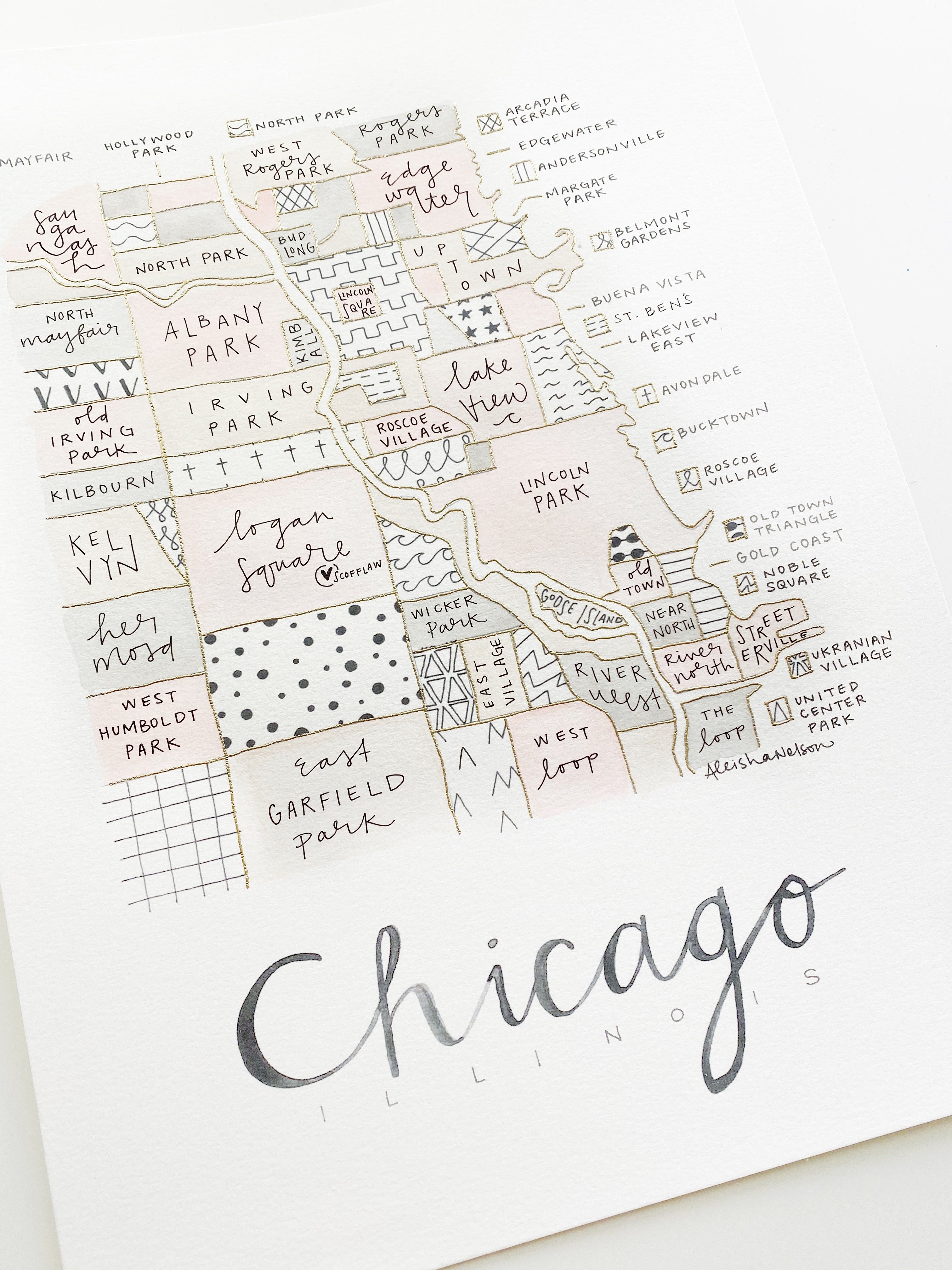 Hand Painted Chicago Map – (BY) ALEISHA