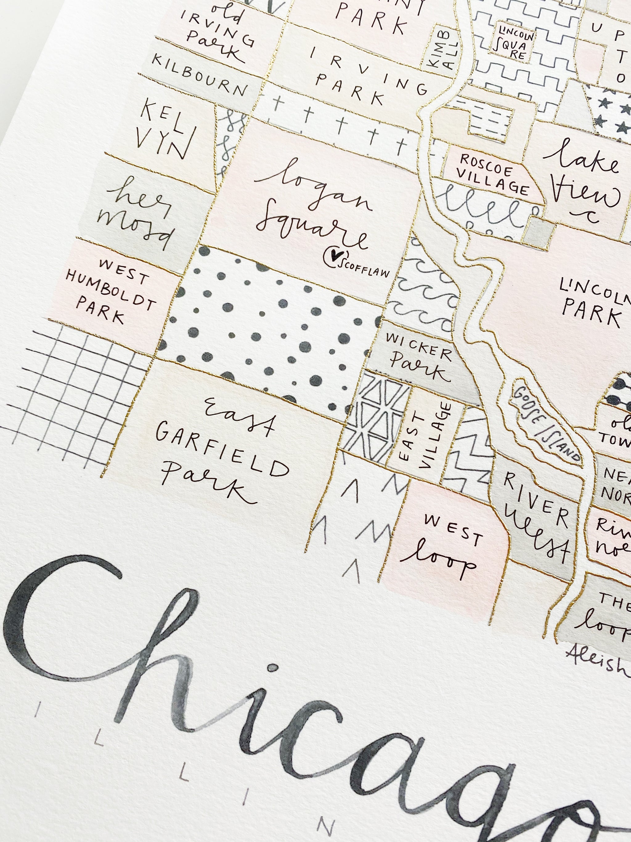 Hand Painted Chicago Map – (BY) ALEISHA