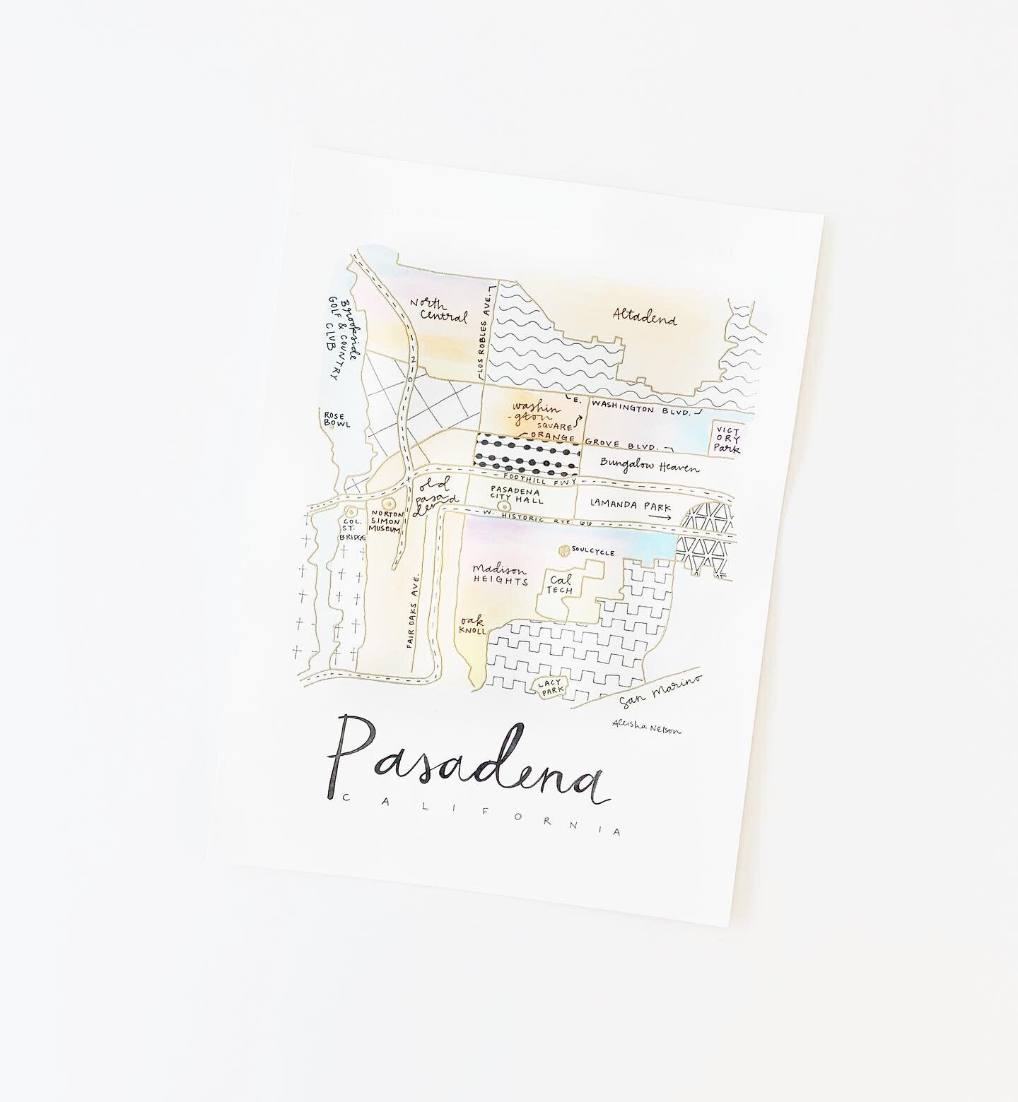Hand Painted Pasadena, CA Map – (BY) ALEISHA