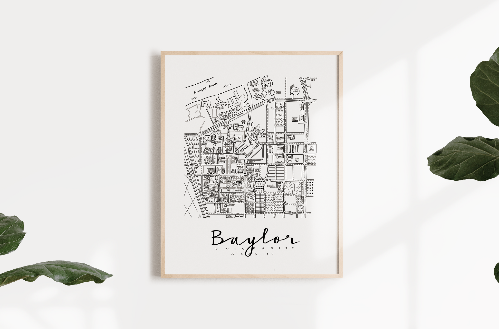Baylor University Campus Map Print – (BY) ALEISHA