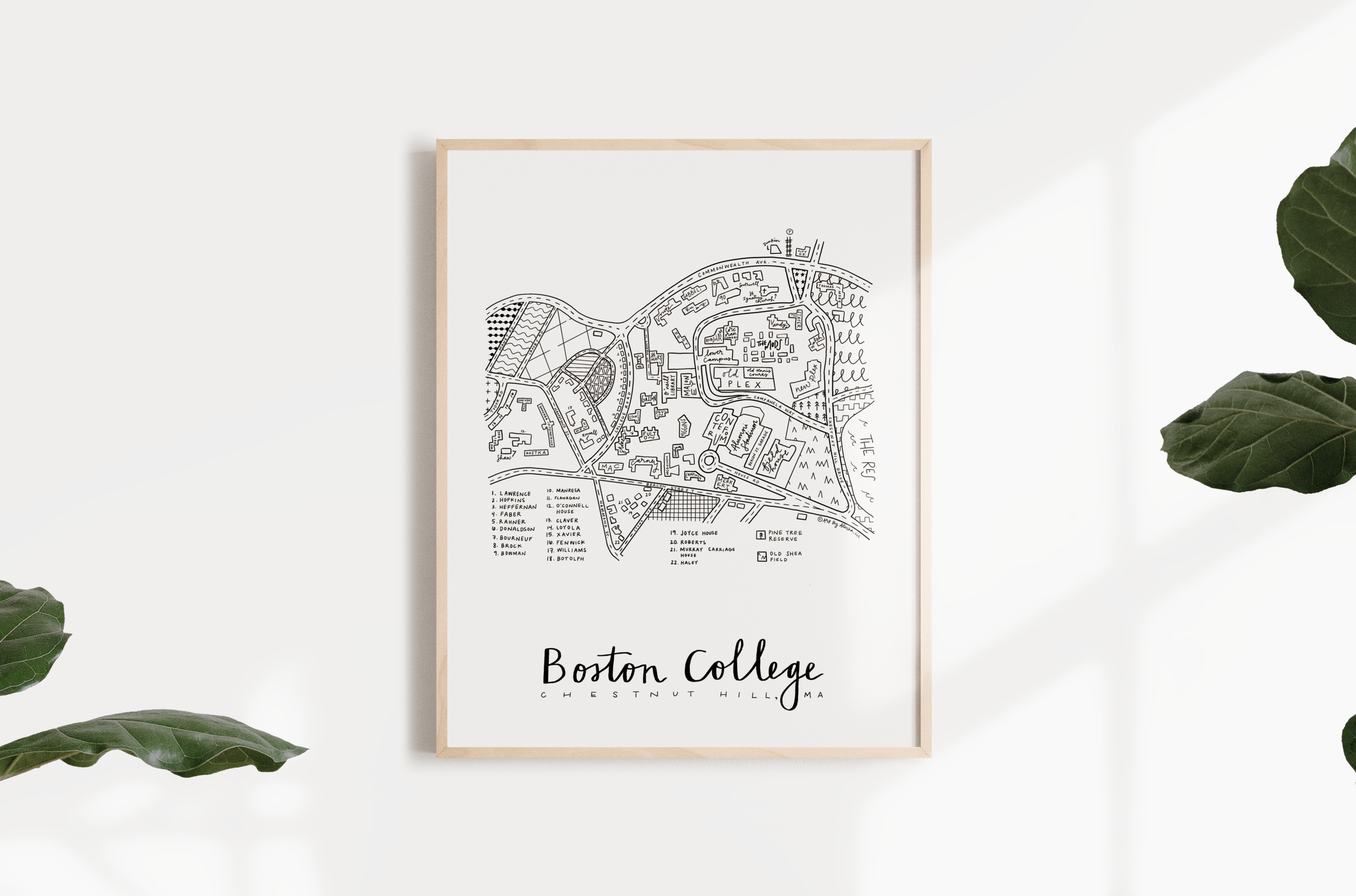 Boston College (Chestnut Hill) Campus Map Print – (BY) ALEISHA