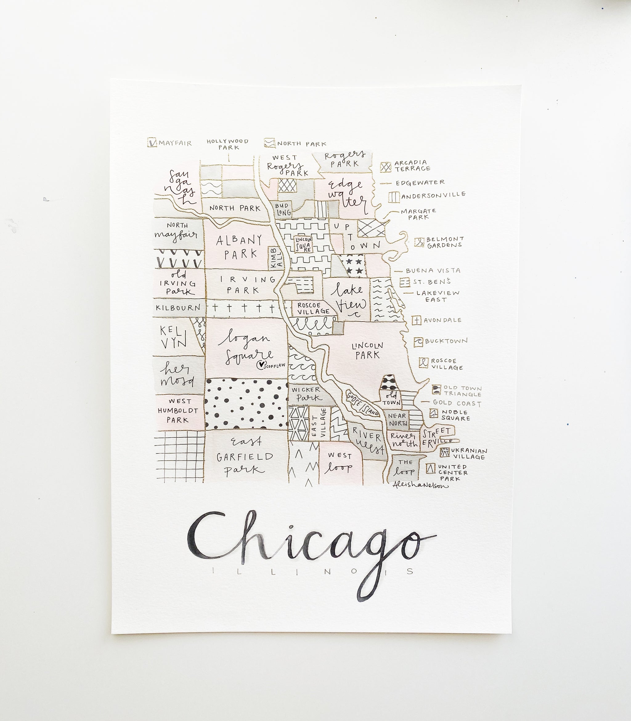 Hand Painted Chicago Map – (BY) ALEISHA