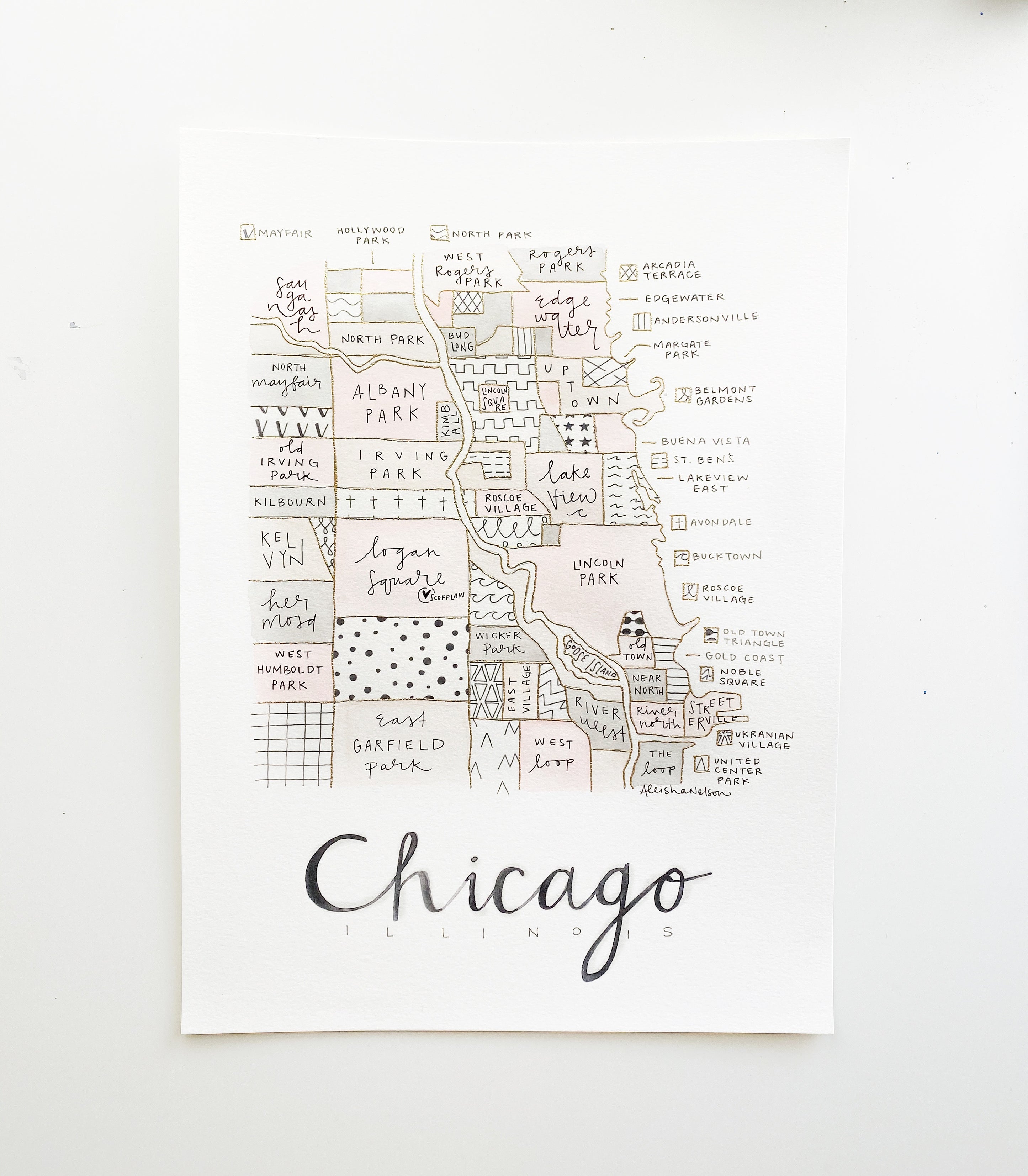 Hand Painted Chicago Map – (BY) ALEISHA