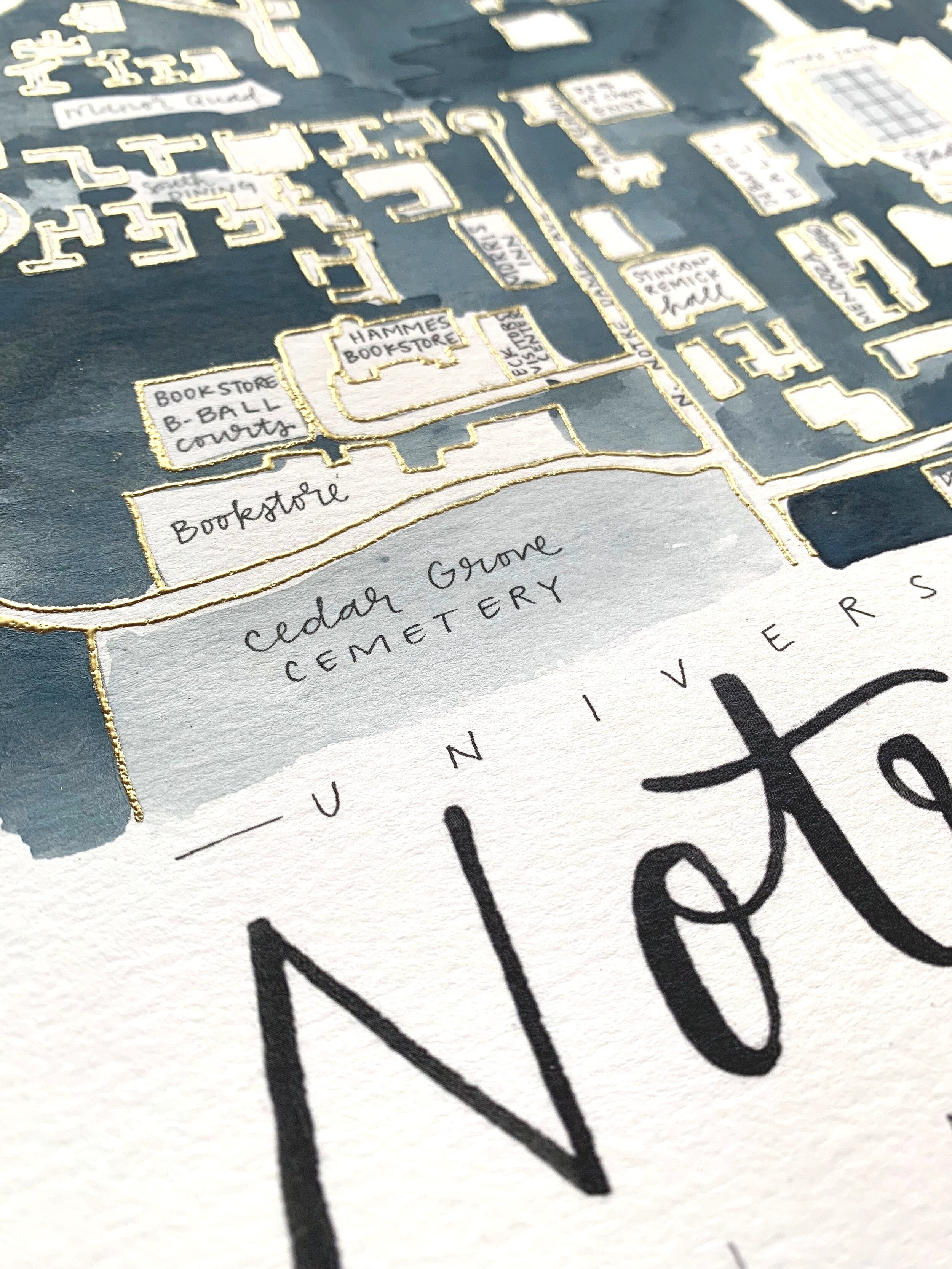 Hand Painted University of Notre Dame Campus Map – (BY) ALEISHA
