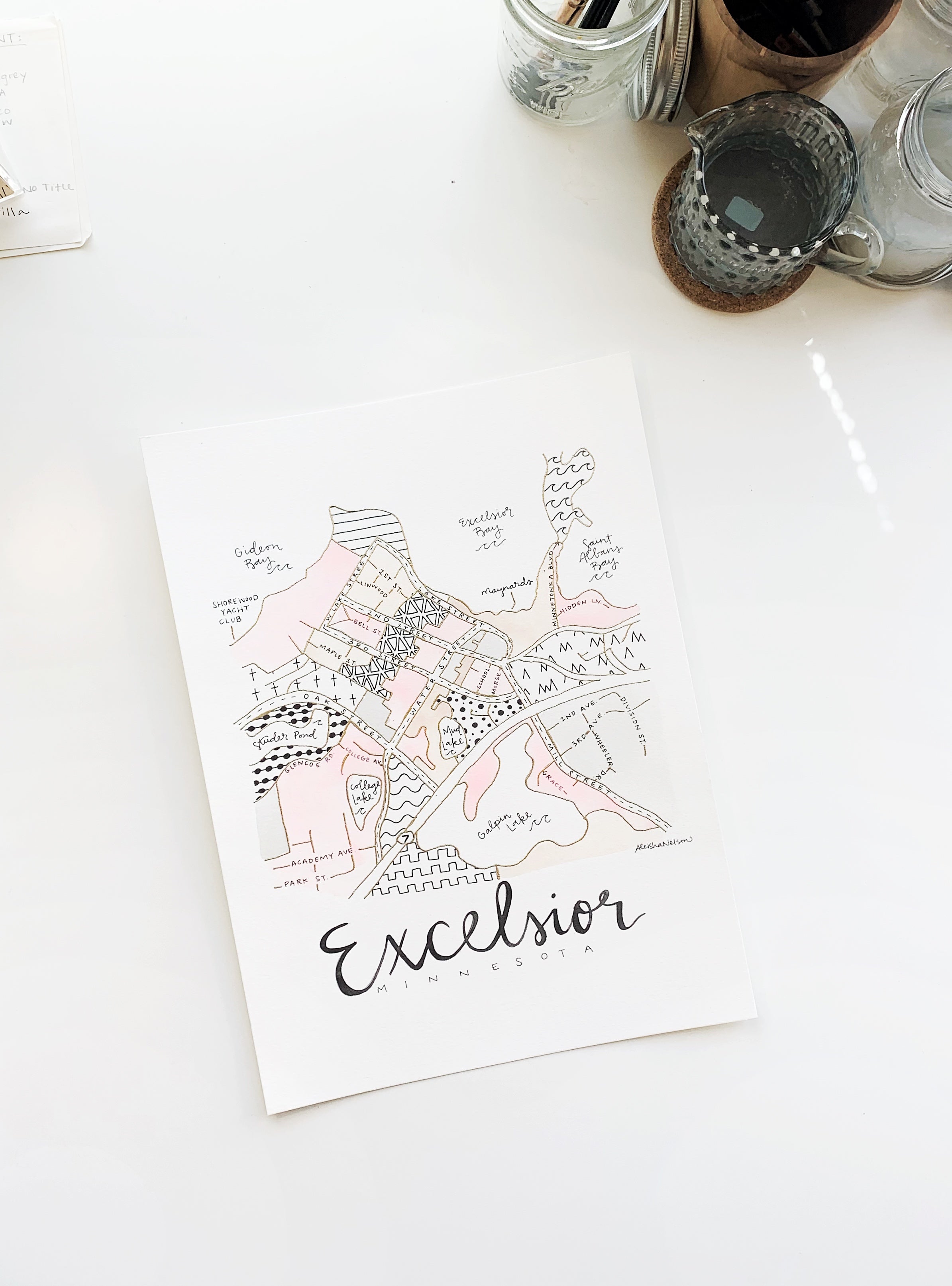 Hand Painted Excelsior, MN Map – (BY) ALEISHA