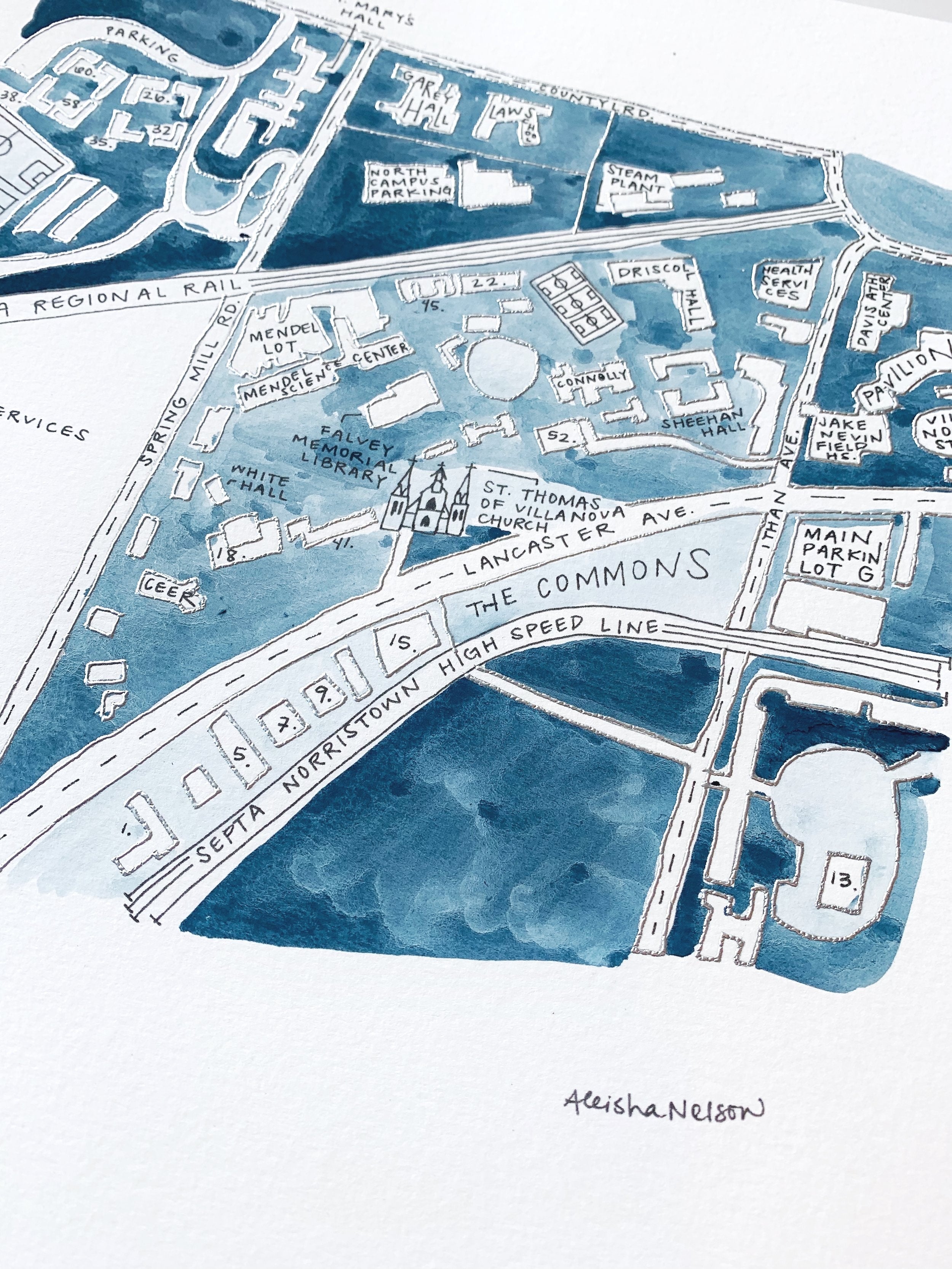 Hand Painted Villanova University Campus Map – (BY) ALEISHA