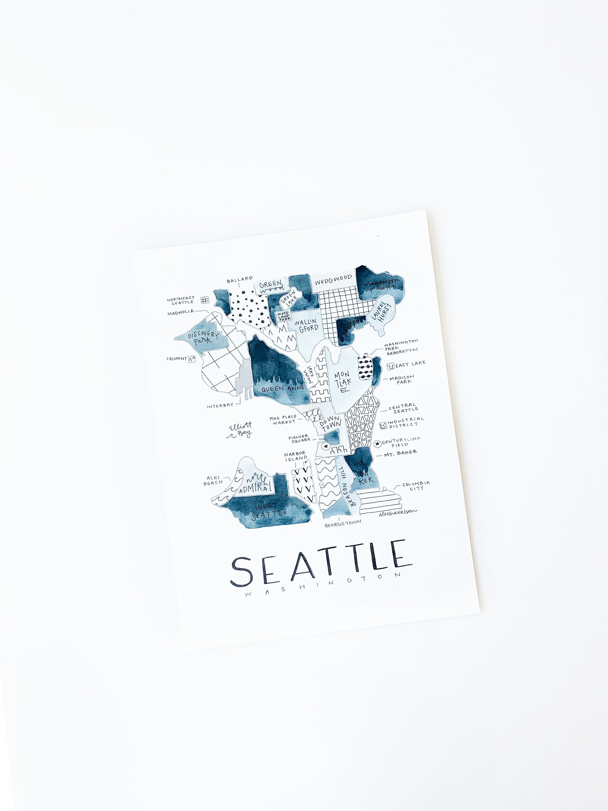 Hand Painted Seattle Map – (BY) ALEISHA