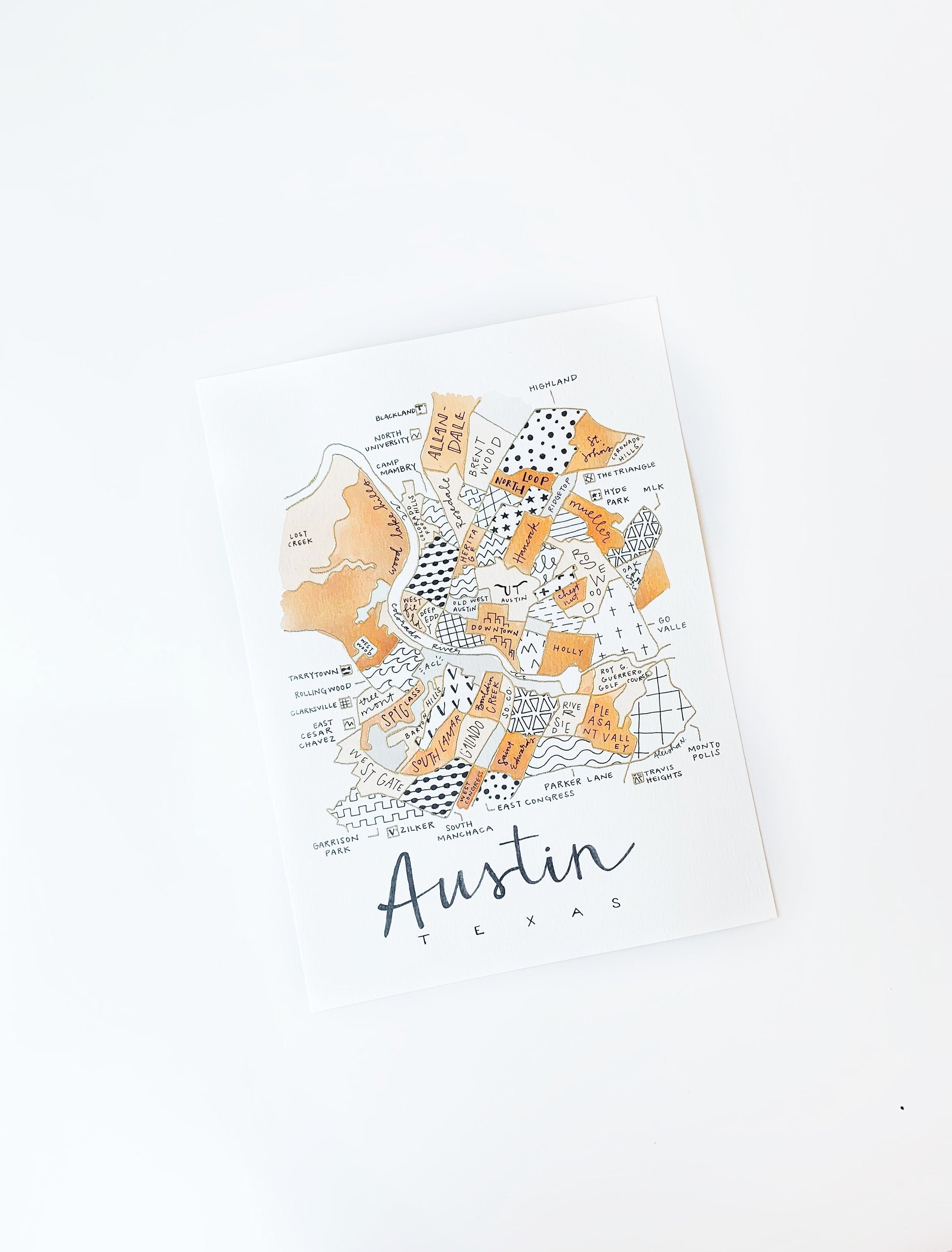 Hand Painted Austin Map – (BY) ALEISHA