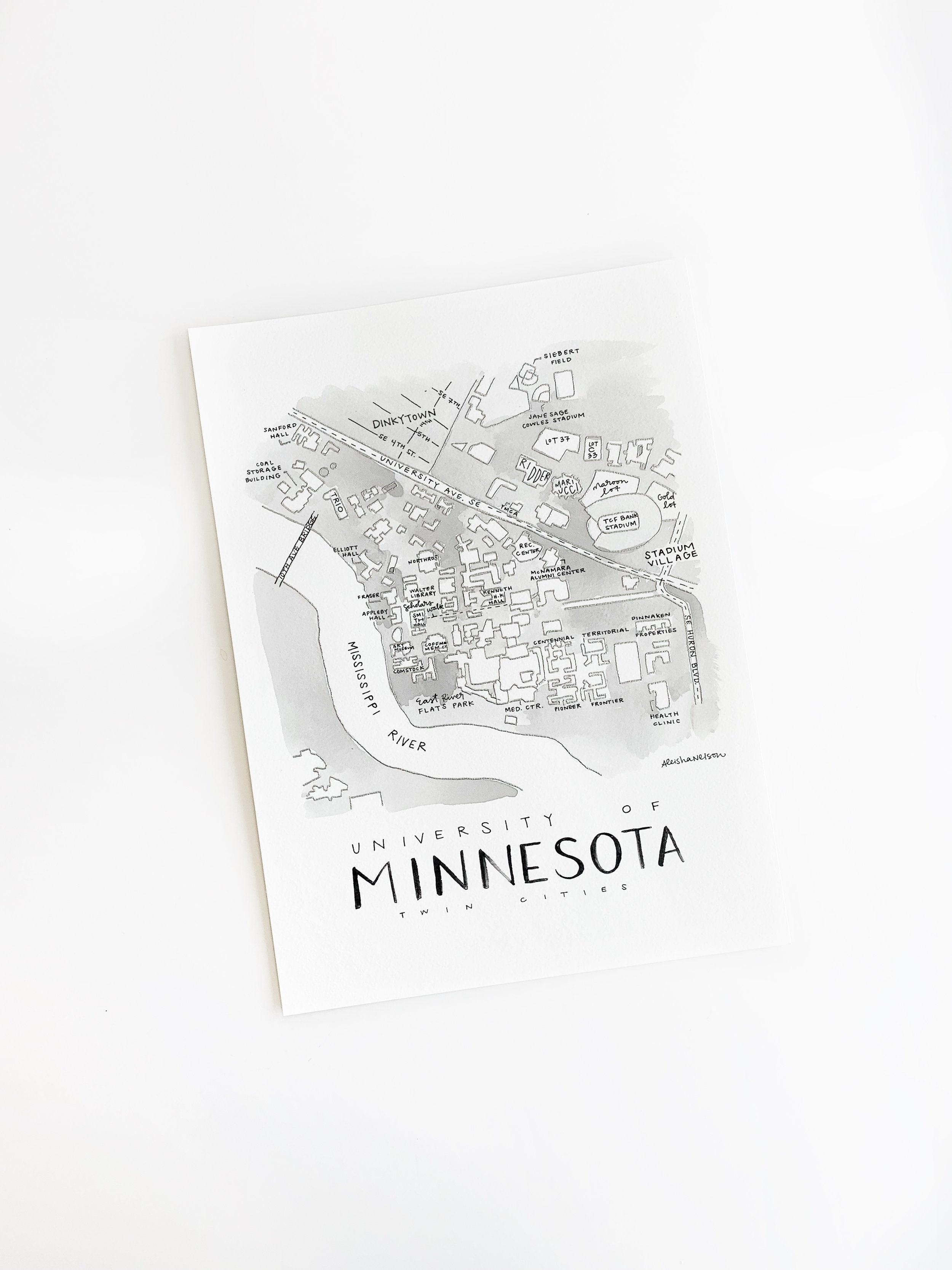 Hand Painted University of Minnesota Campus Map – (BY) ALEISHA