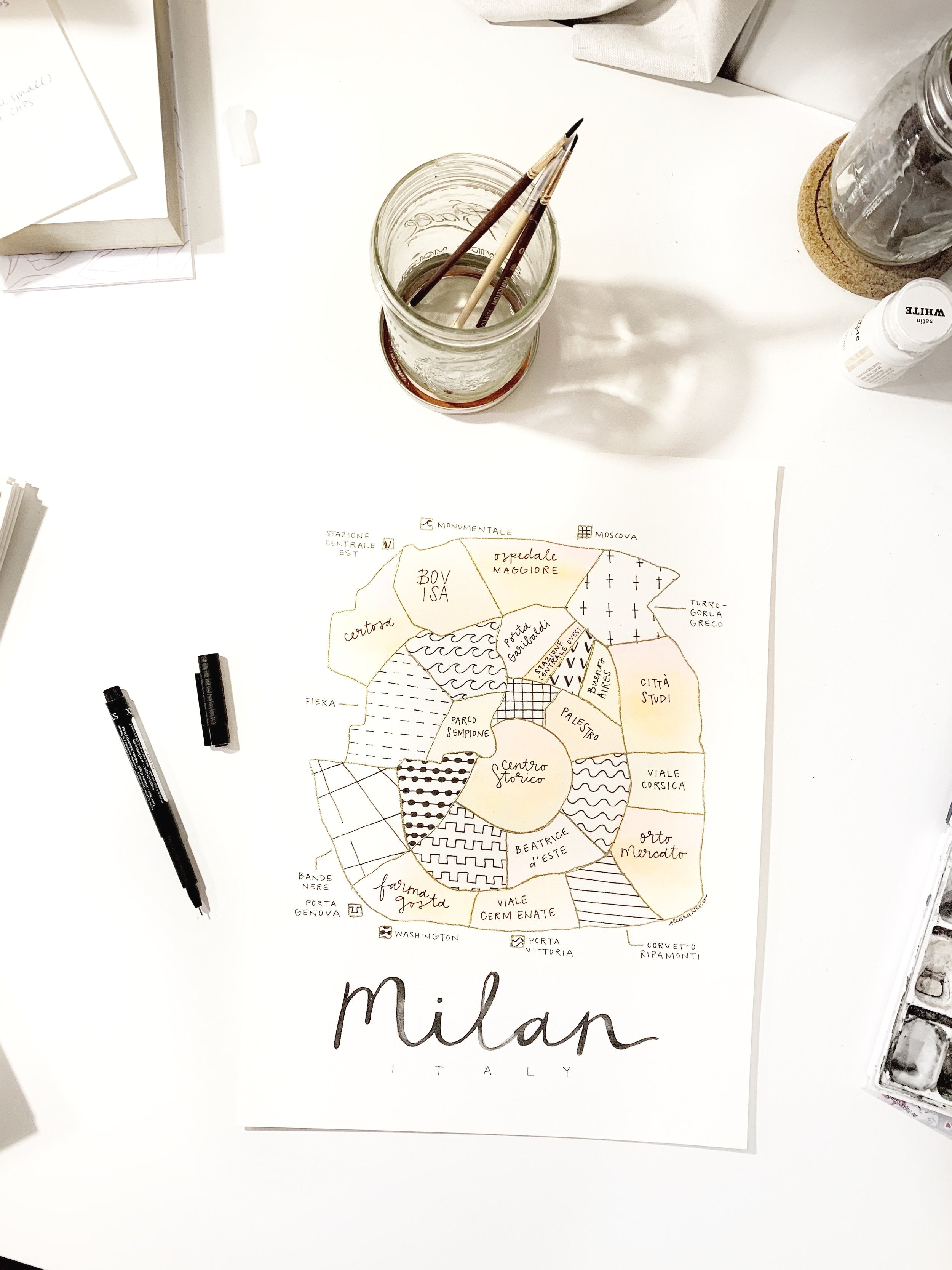 Hand Painted Milan Map – (BY) ALEISHA