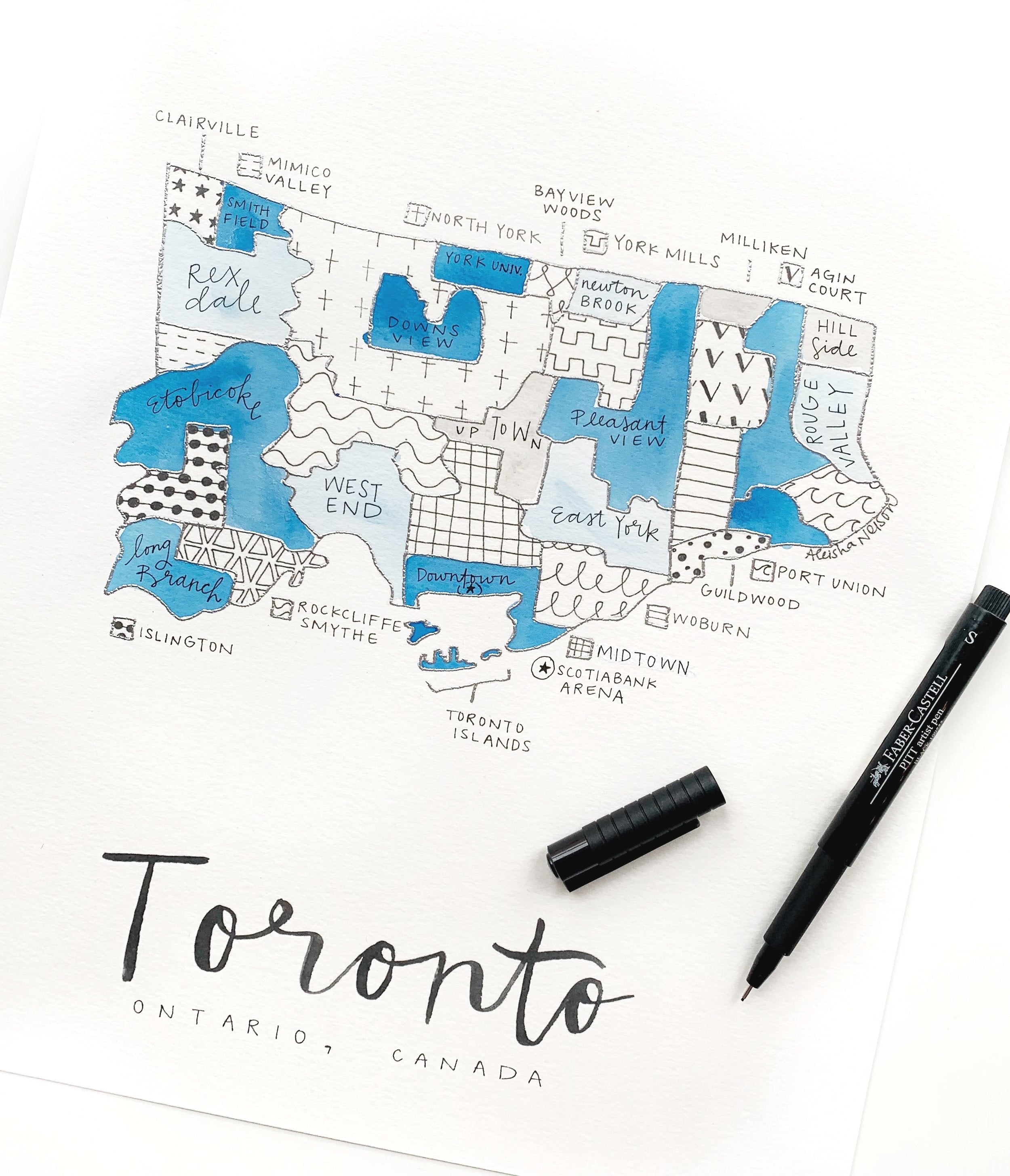 Hand Painted Toronto Map – (BY) ALEISHA