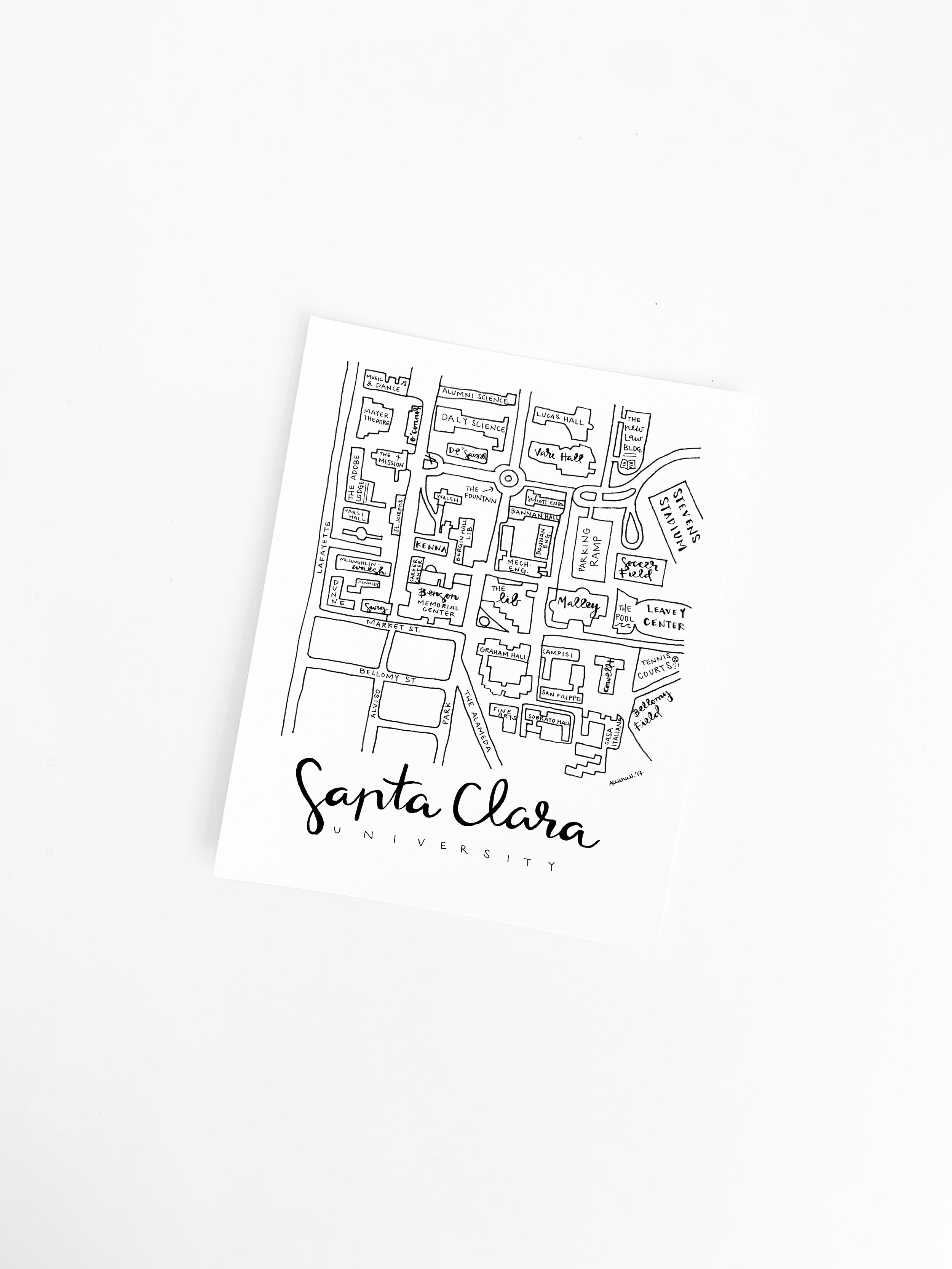 Santa Clara University Campus Map Print (Pre-2020) – (BY) ALEISHA