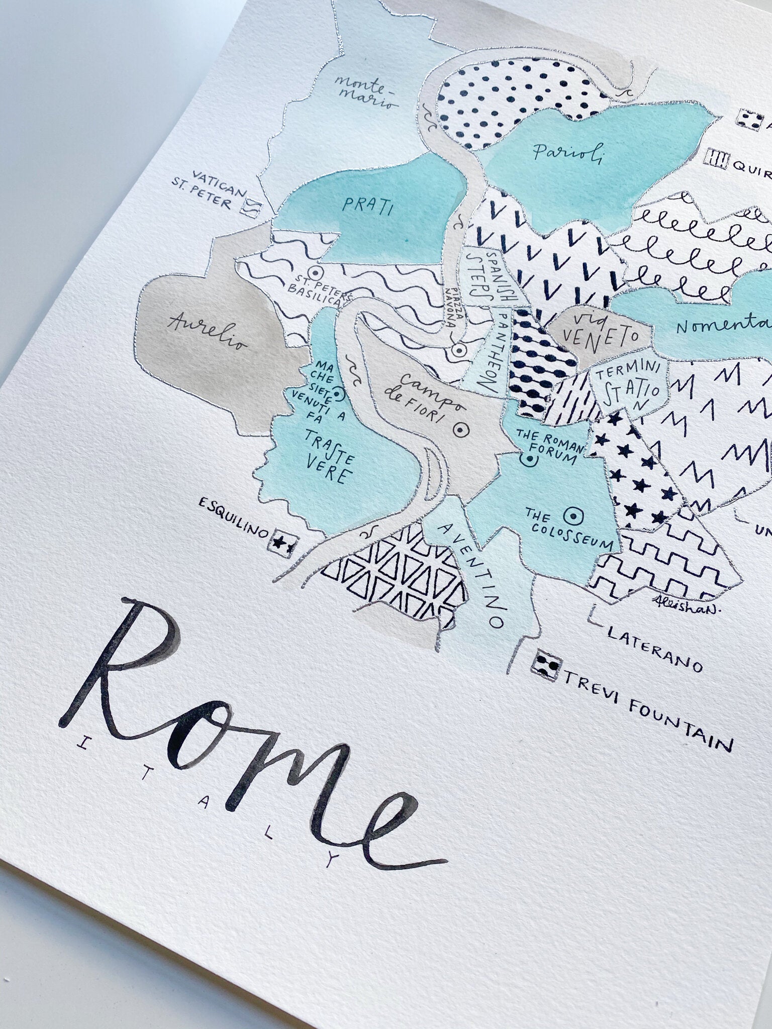 Hand Painted Rome Map – (BY) ALEISHA
