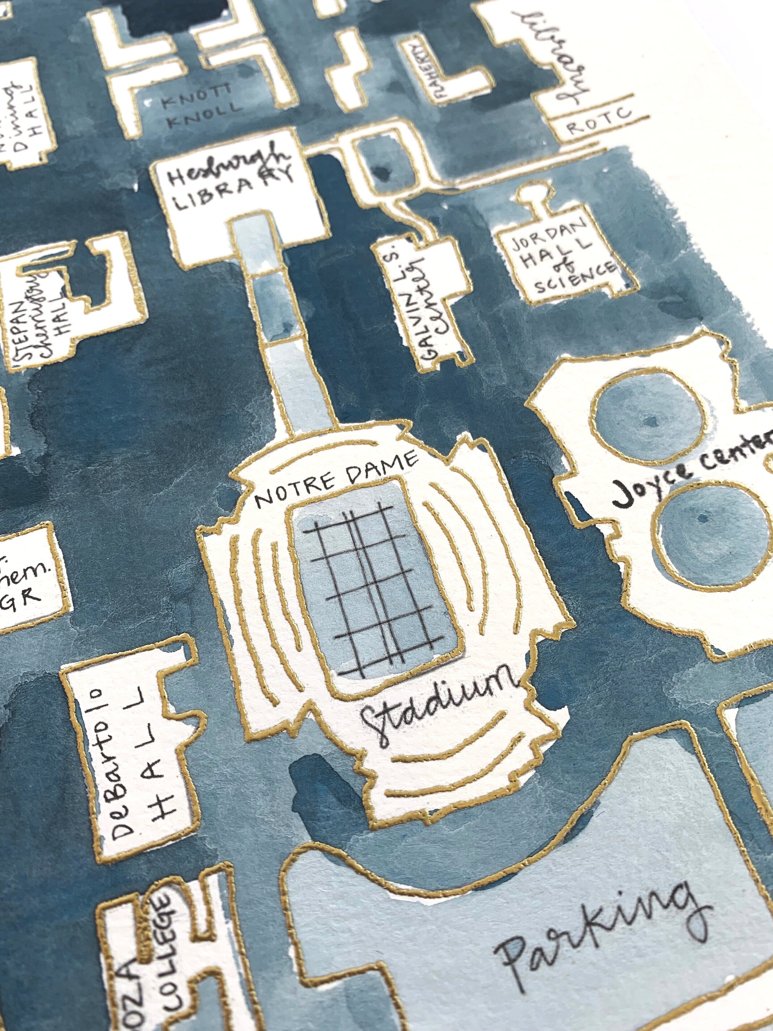 Hand Painted University of Notre Dame Campus Map – (BY) ALEISHA