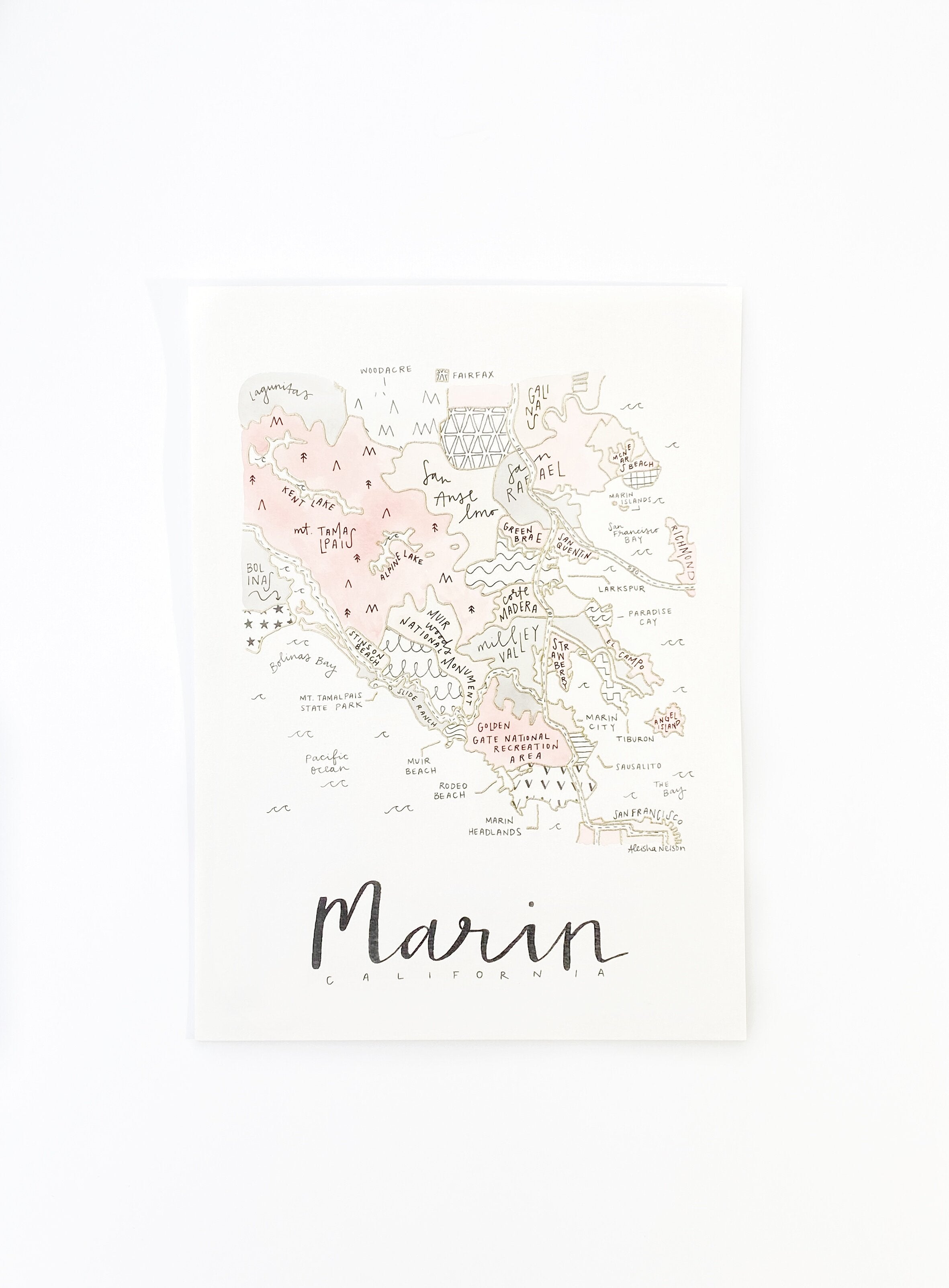 Hand Painted Marin County, CA Map – (BY) ALEISHA