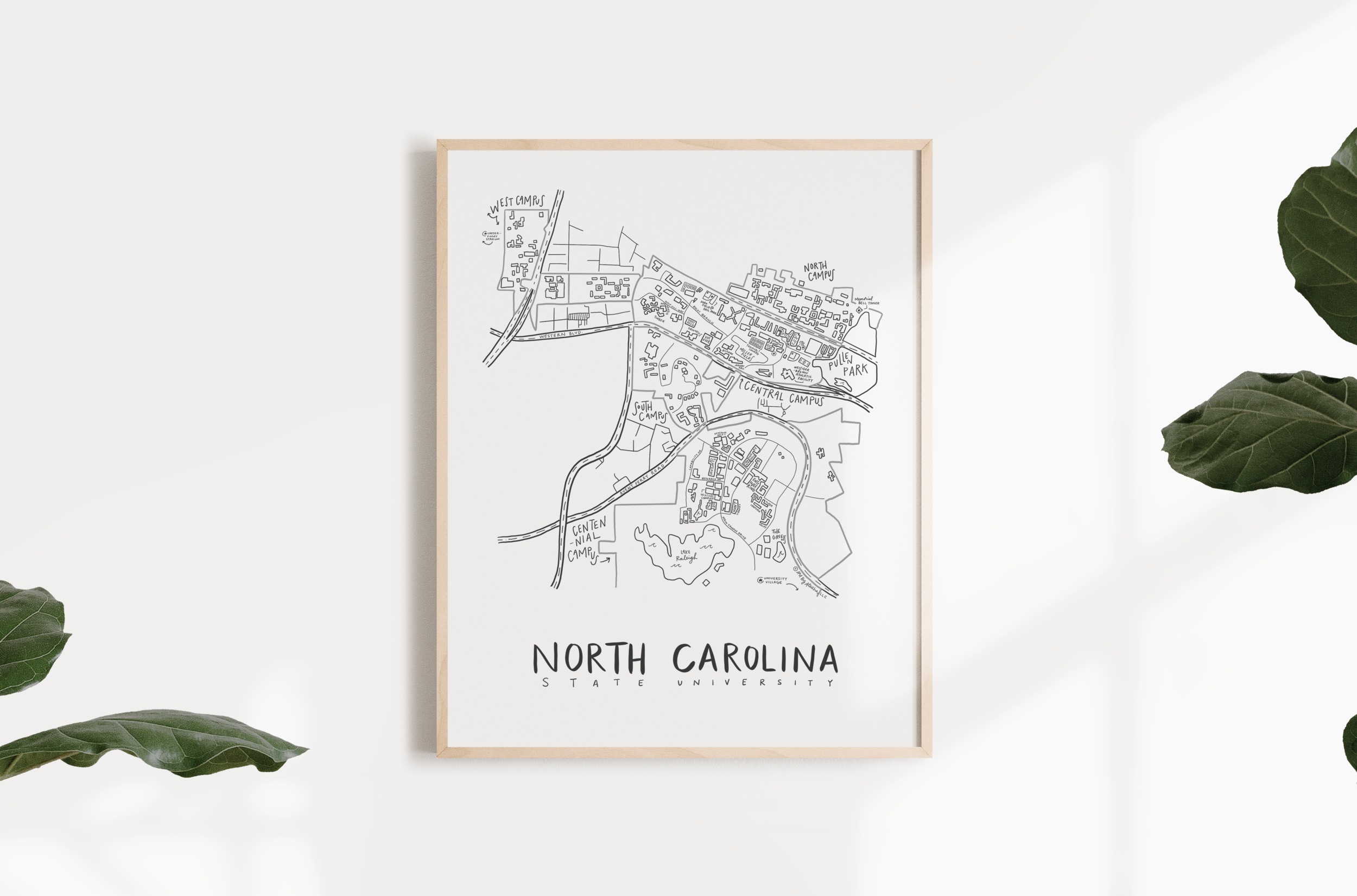 North Carolina State University Campus Map Print – (BY) ALEISHA