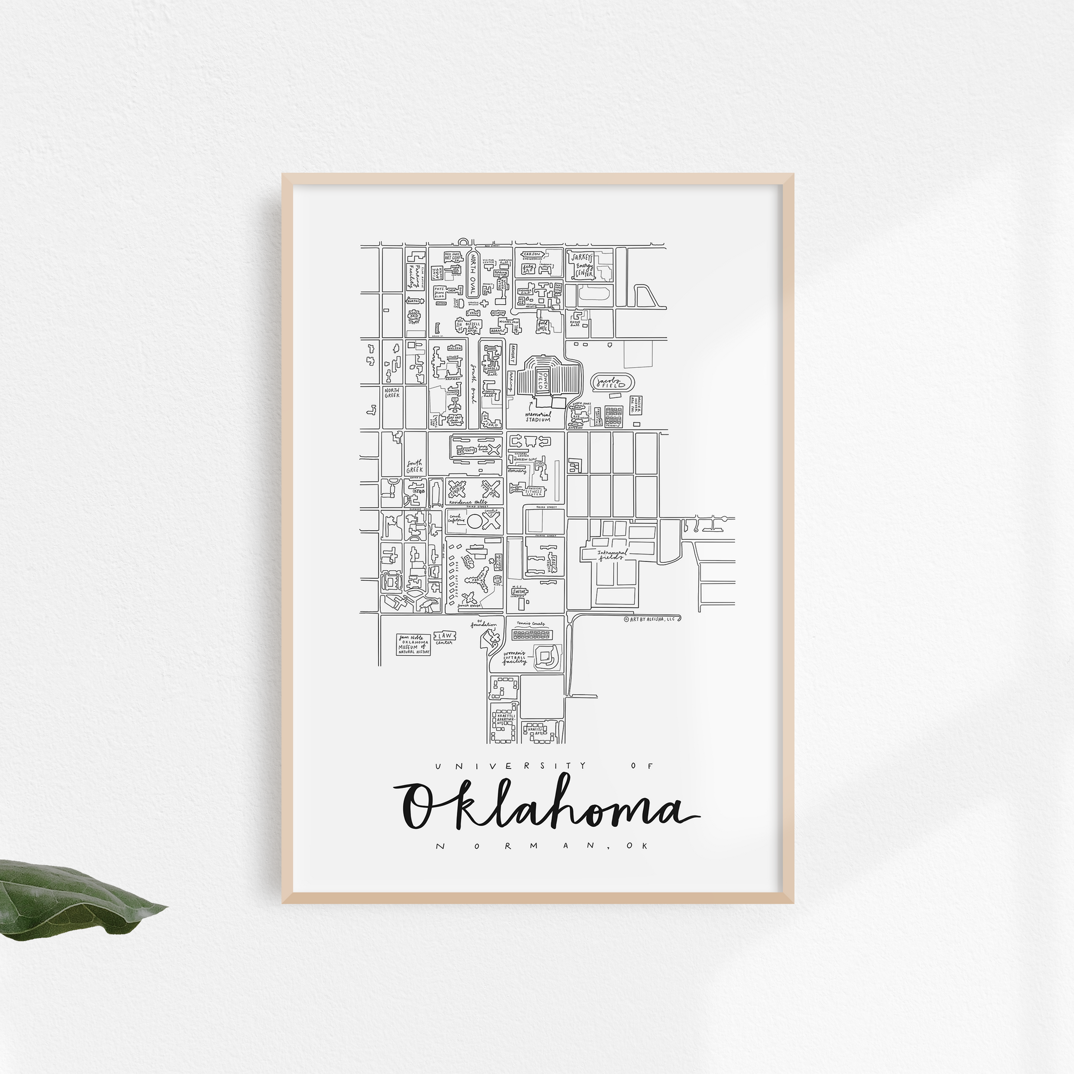 University of Oklahoma Campus Map Print – (BY) ALEISHA