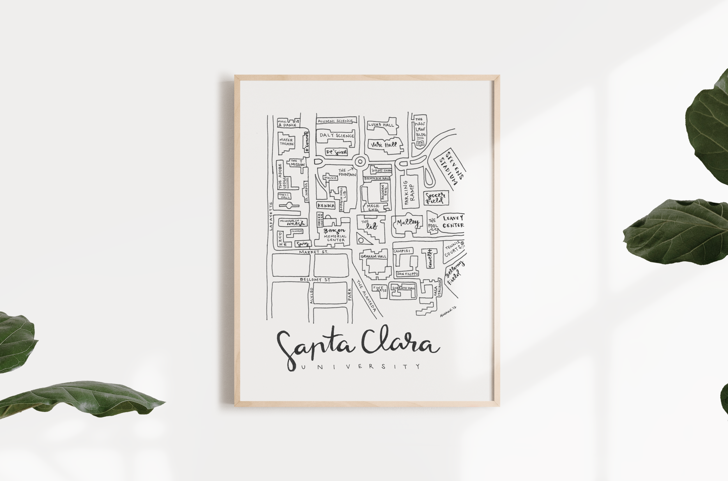 Santa Clara University Campus Map Print (Pre-2020) – (BY) ALEISHA