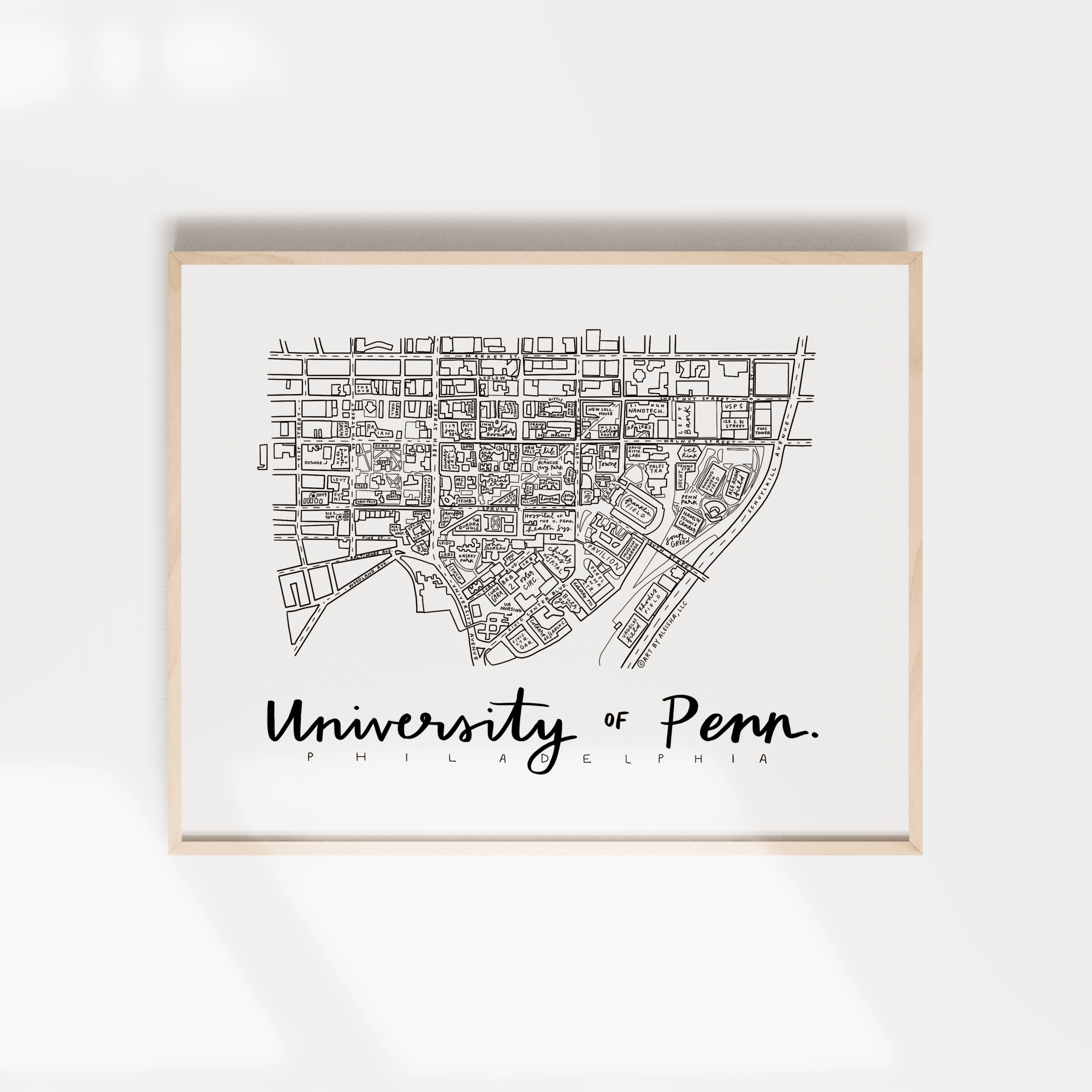 University of Pennsylvania (U Penn) Campus Map Print – (BY) ALEISHA