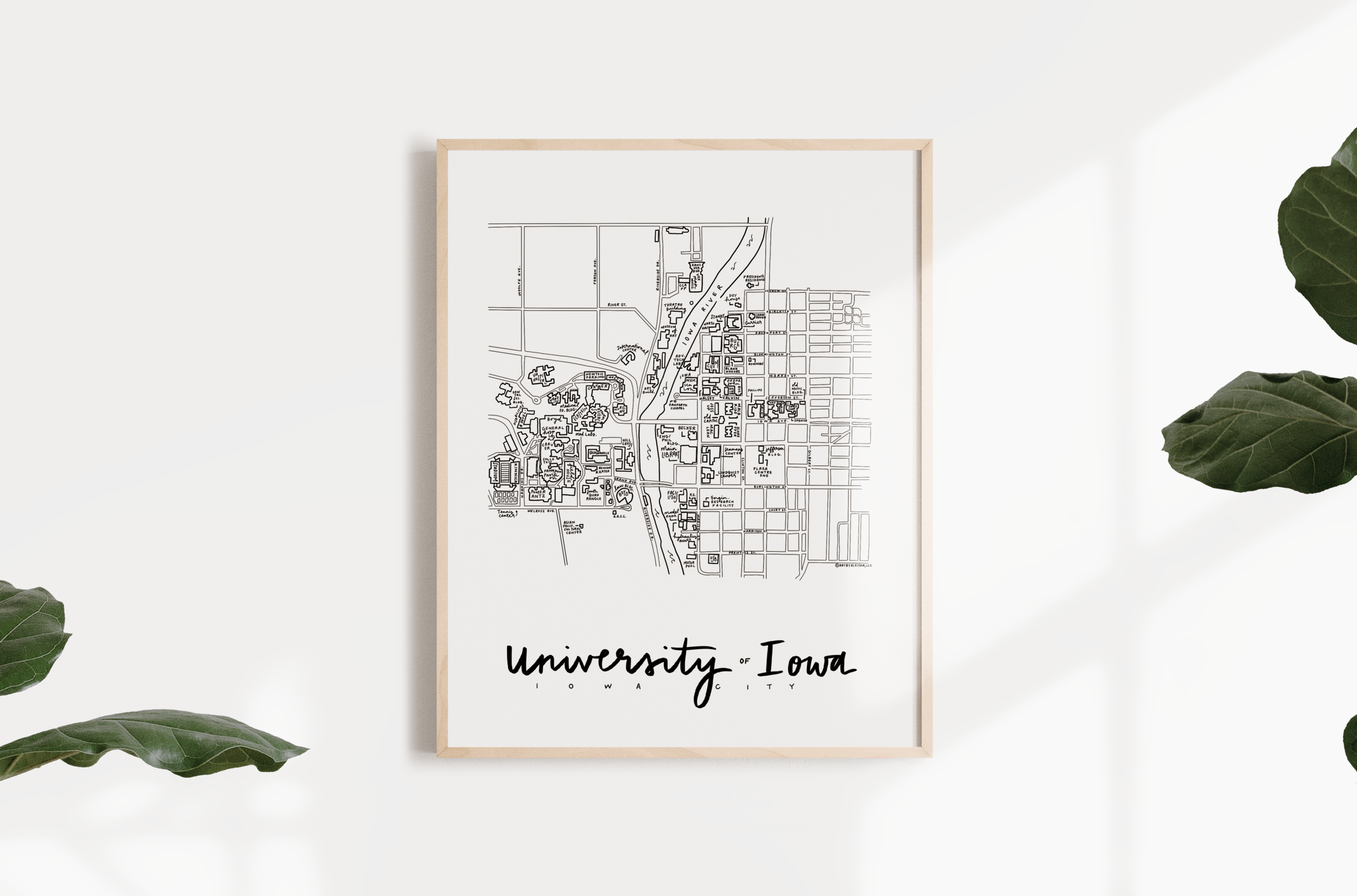 University of Iowa Campus Map Print – (BY) ALEISHA
